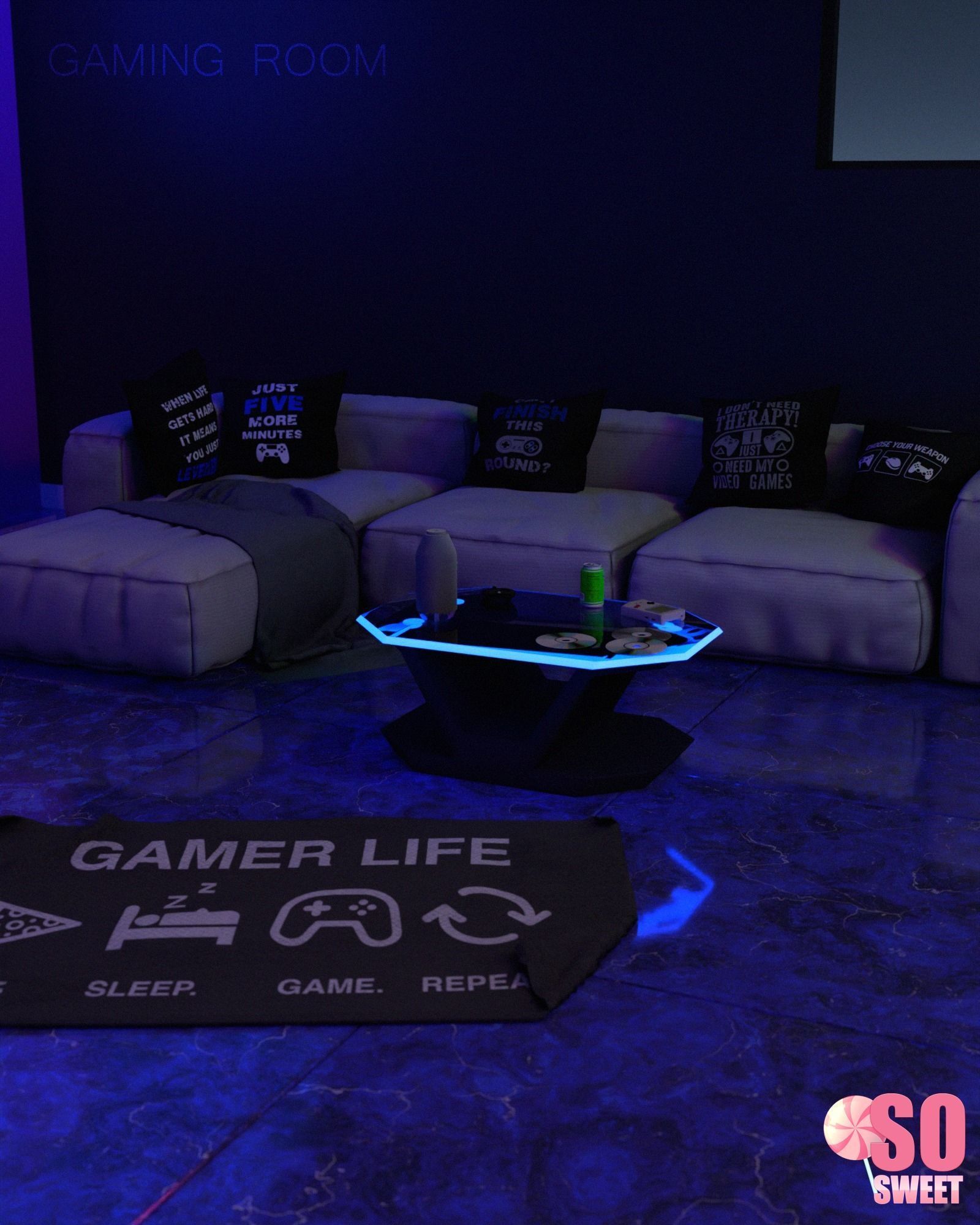 Gaming room - Blender scene 3D model | CGTrader