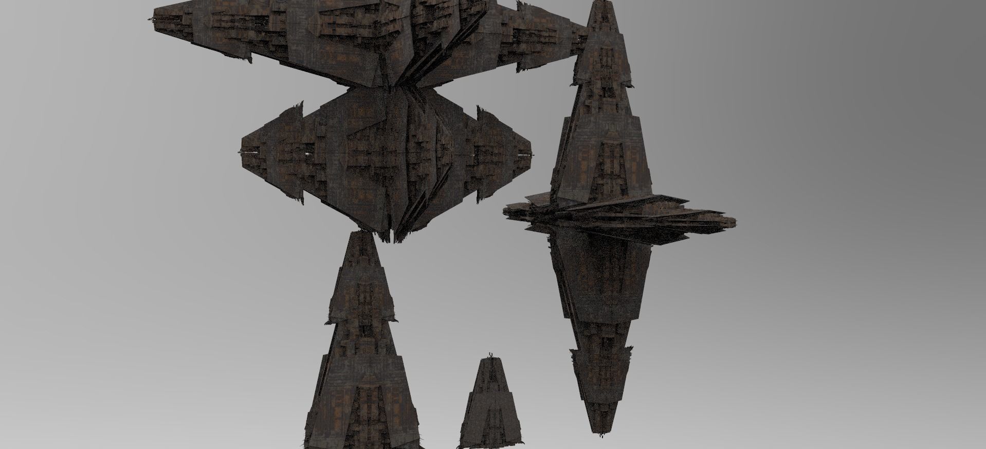 Sci-Fi City dystopia Mega city colony Pyramid Ship 4 ships 3D model ...