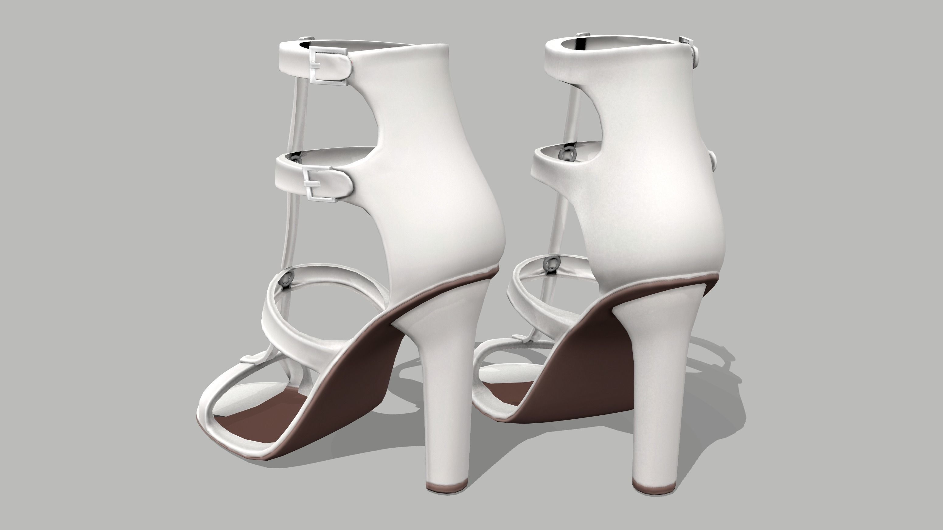 3D model White T-Strap Peep Toe Dorsay Platform High Heel Shoes VR / AR ...
