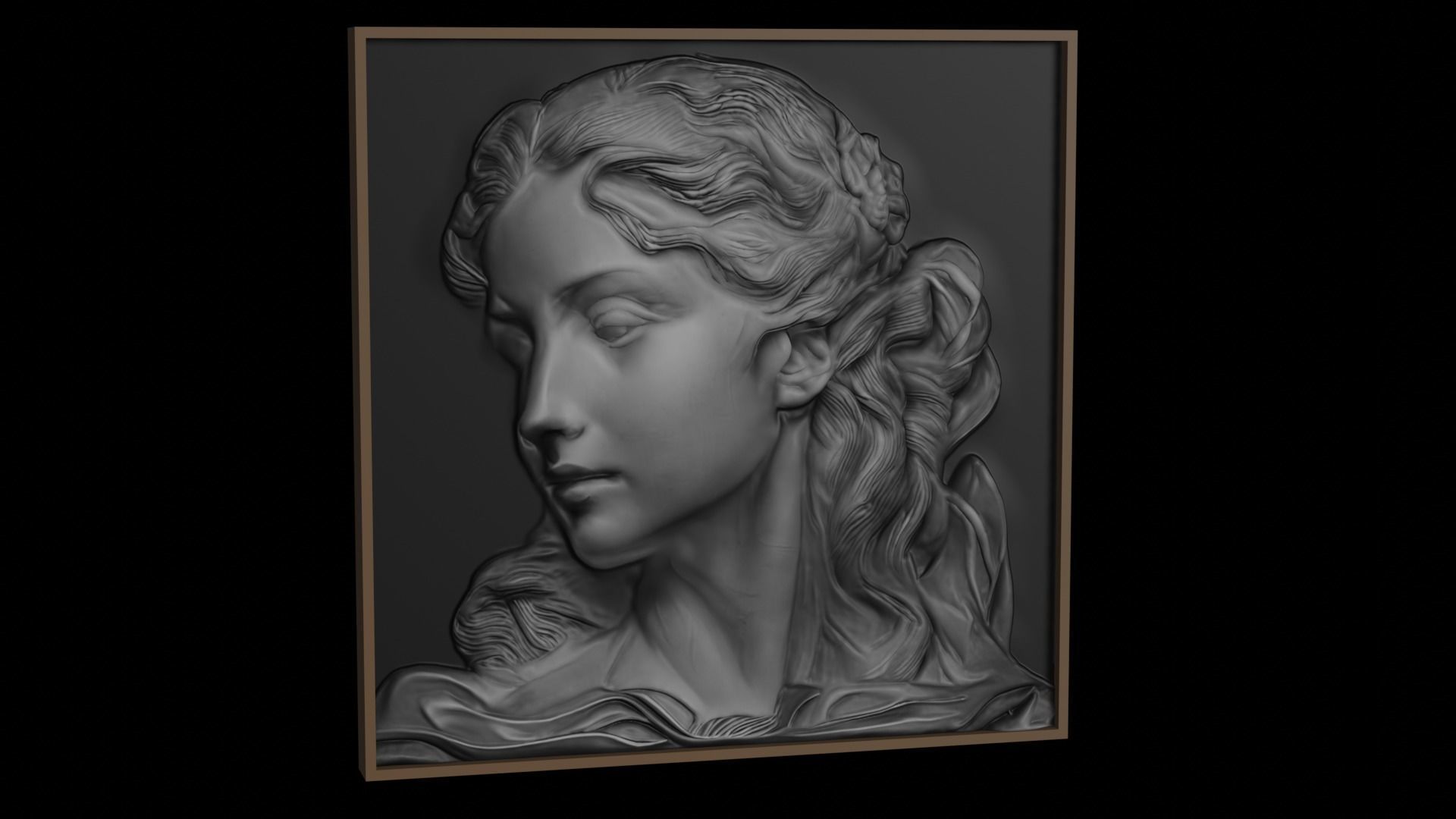 Womans Face Relief 1 3D model 3D printable | CGTrader