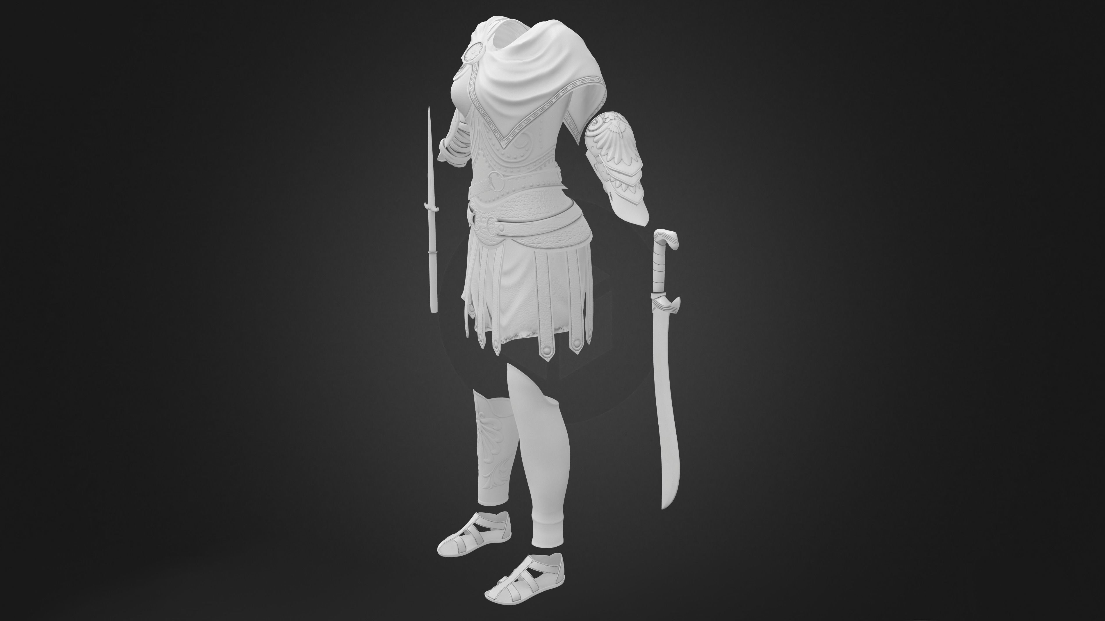 3D model Full Roman Female Commander Soldier Outfit VR / AR / low-poly ...