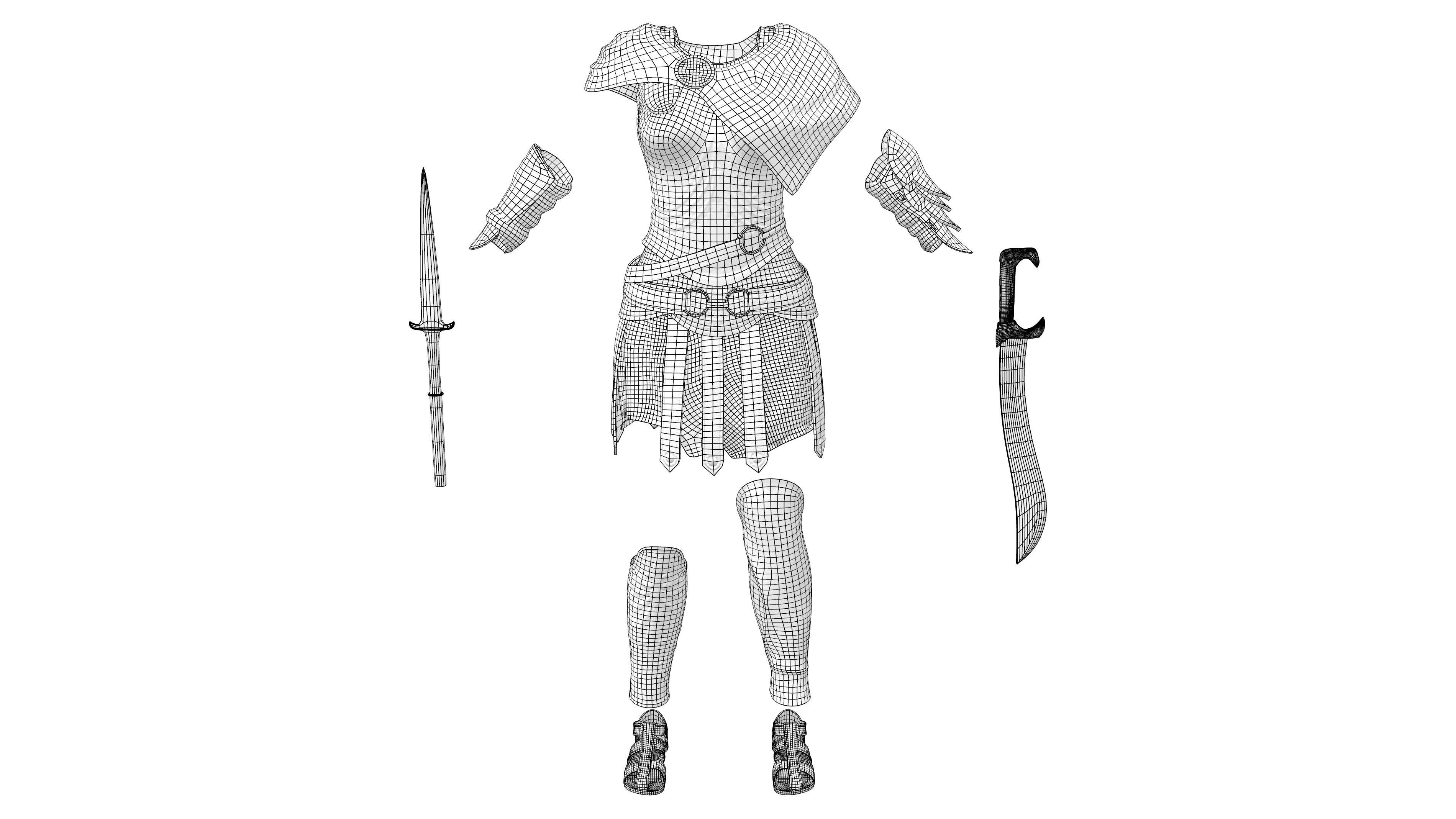 3D model Full Roman Female Commander Soldier Outfit VR / AR / low-poly ...