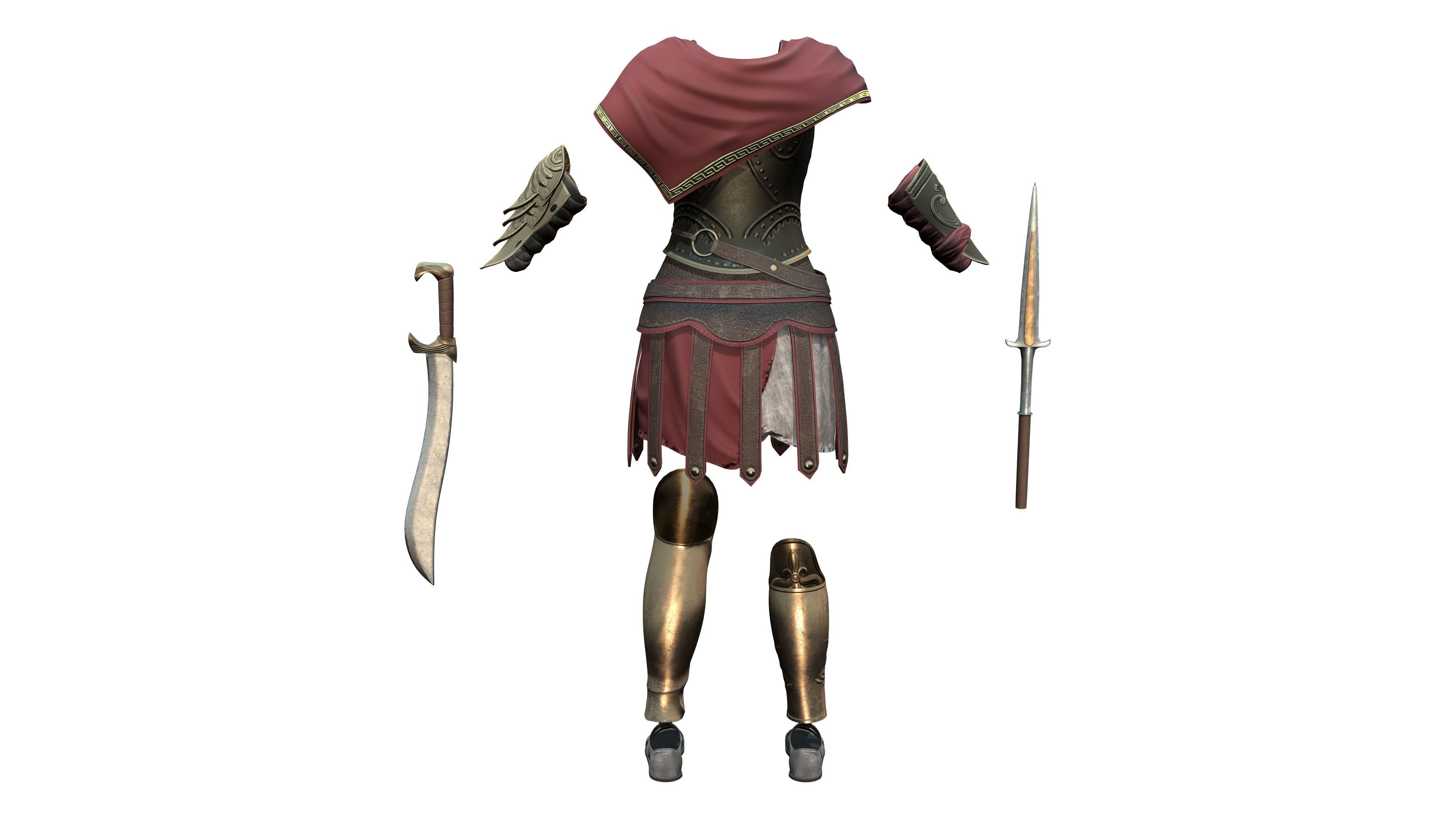 3D model Full Roman Female Commander Soldier Outfit VR / AR / low-poly ...