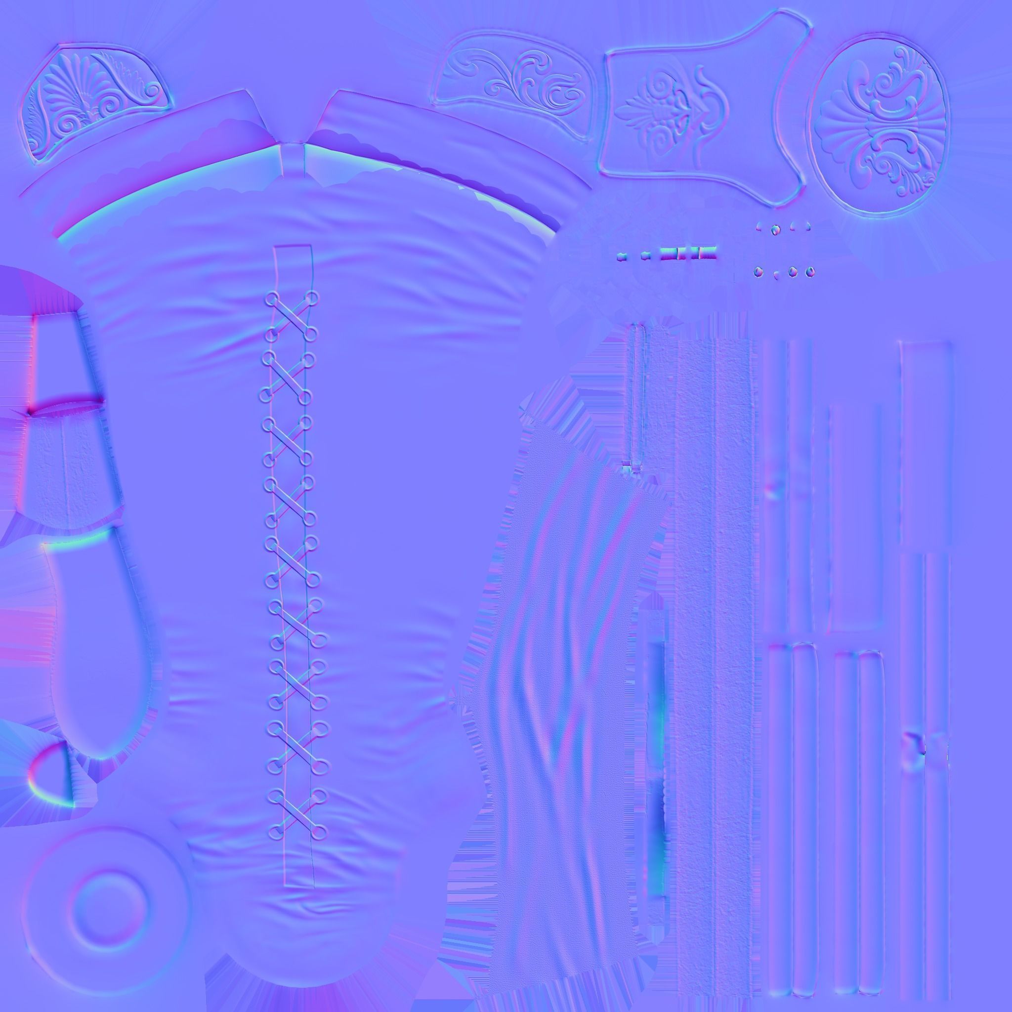 3D model Warrior High Heel Thigh Boots With Guards VR / AR / low-poly ...