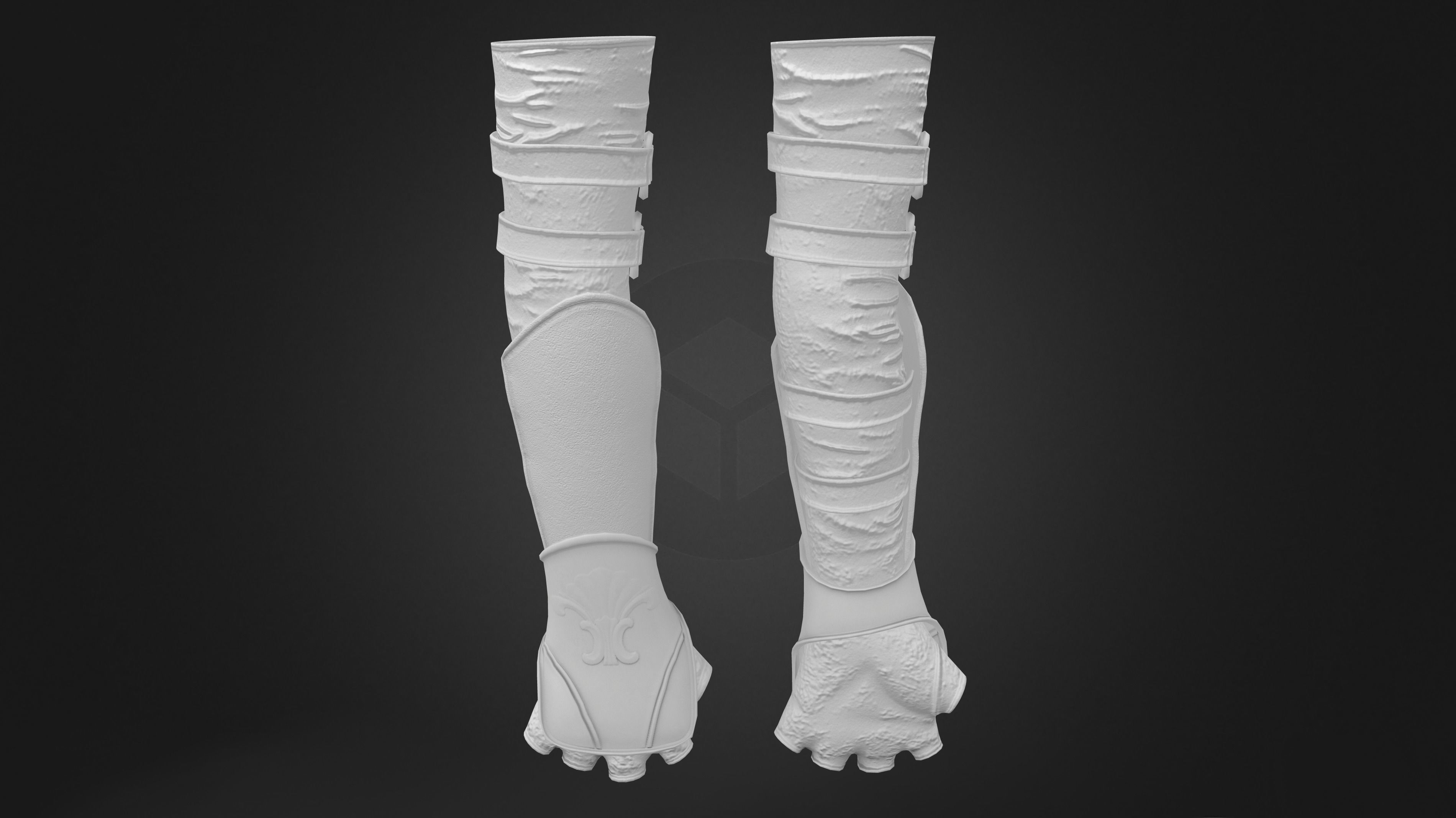 3D model Fingerless Warrior Gloves With Arm Shield VR / AR / low-poly ...