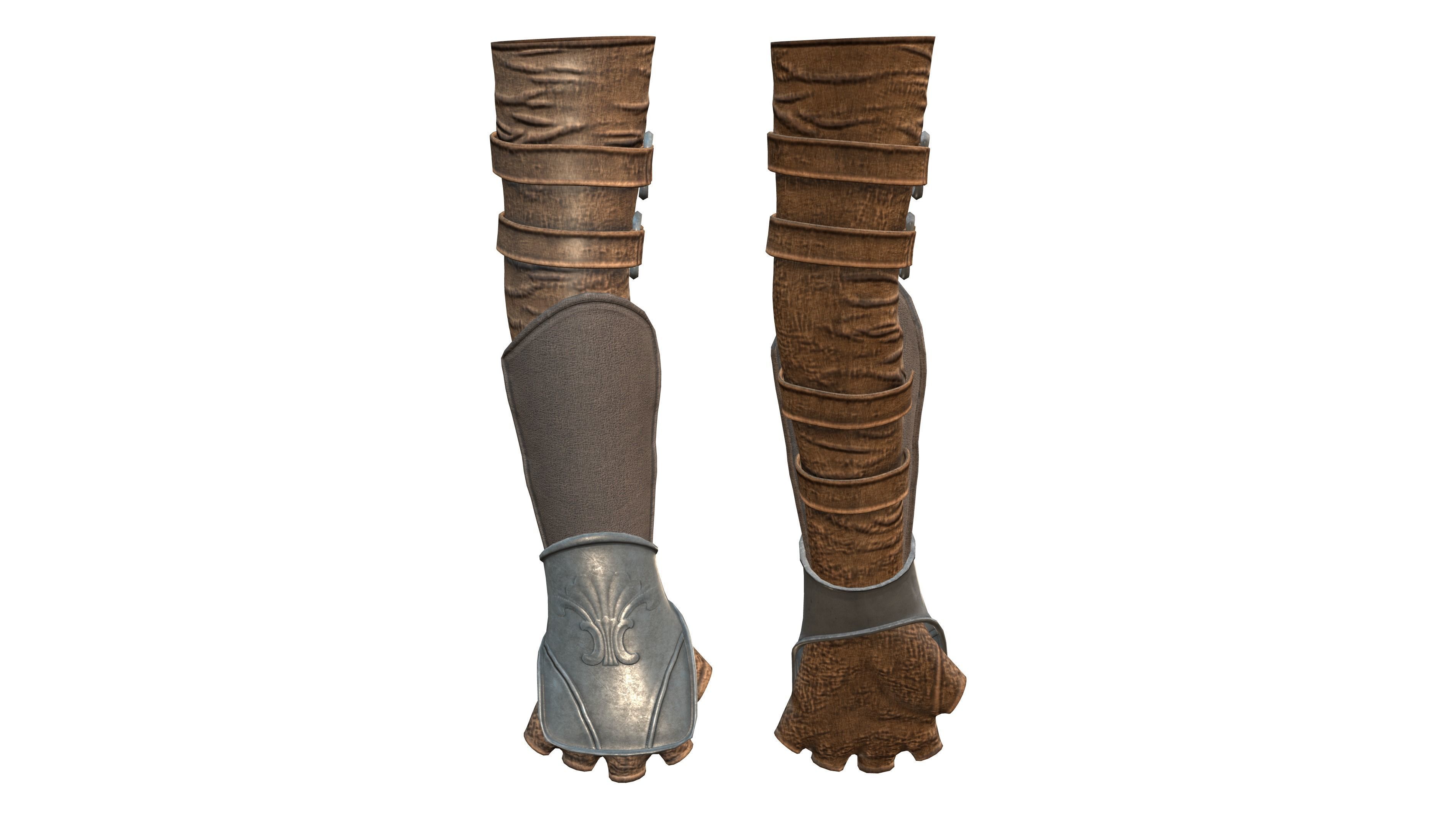 3D model Fingerless Warrior Gloves With Arm Shield VR / AR / low-poly ...