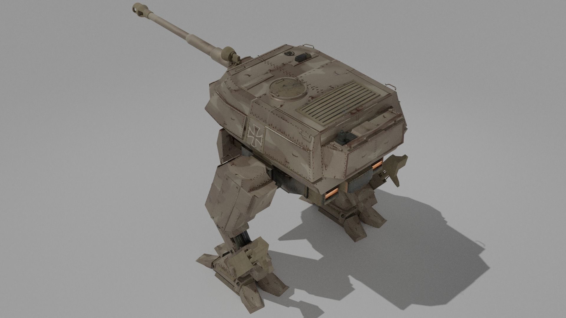 3D model Destroyer Mech Walker with RIG and LOWPOLY Desert Camo VR / AR ...