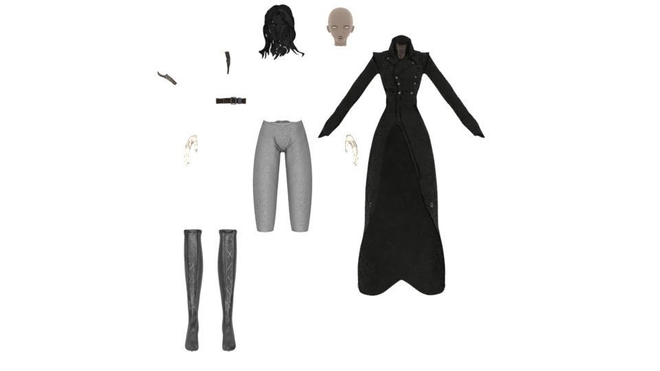 3d Model Gothic Stylized Female Character Vr Ar Low Poly Cgtrader