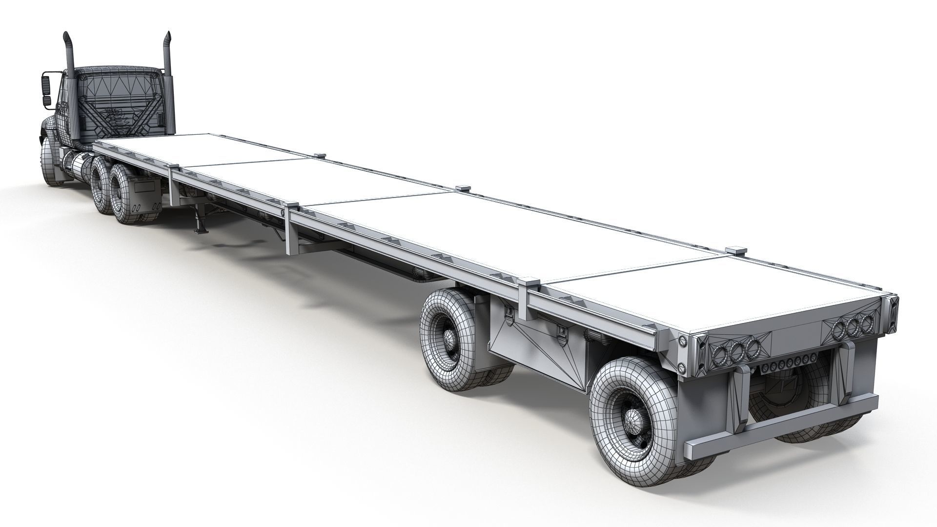 3D model International Durastar flatbed trailer VR / AR / low-poly ...