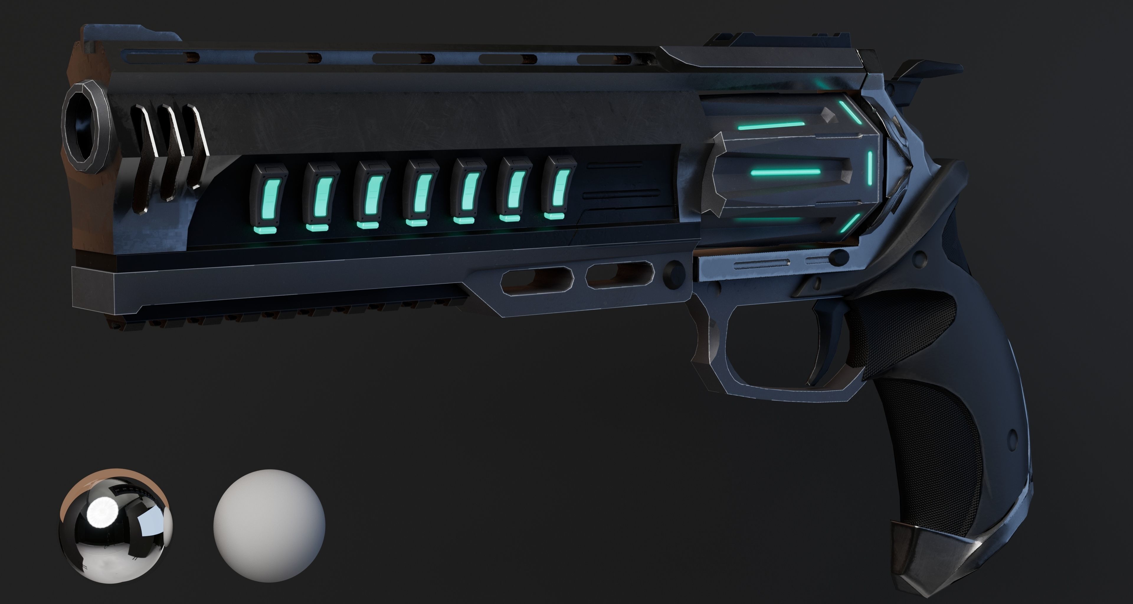 3D model Sci fi Revolver Low-poly Game ready 3D model VR / AR / low ...