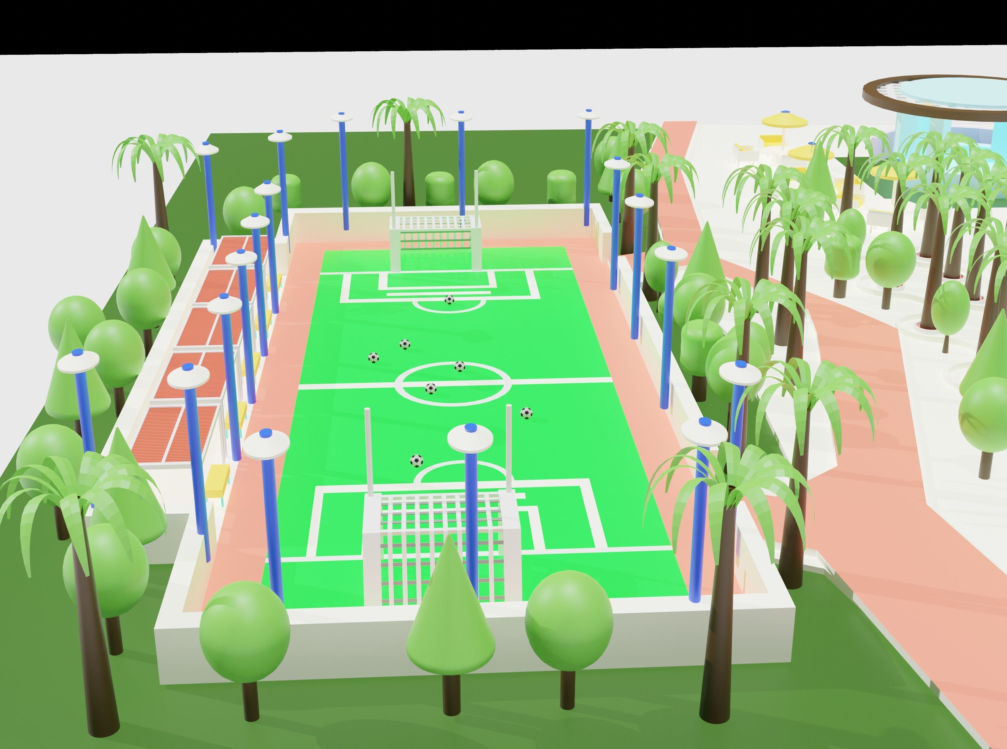 3D model 3D football ground VR / AR / low-poly | CGTrader