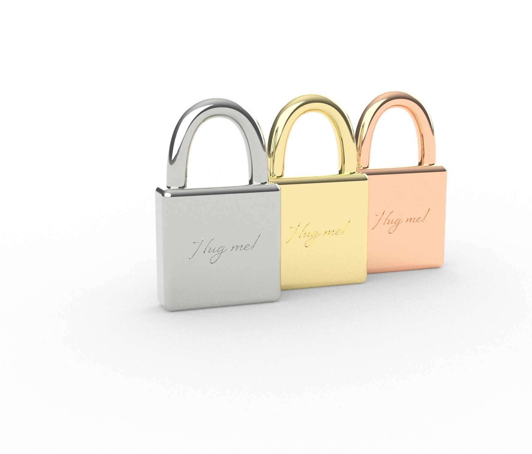 Padlock Necklace Pendant Hug Me 3D model 3D printable | CGTrader