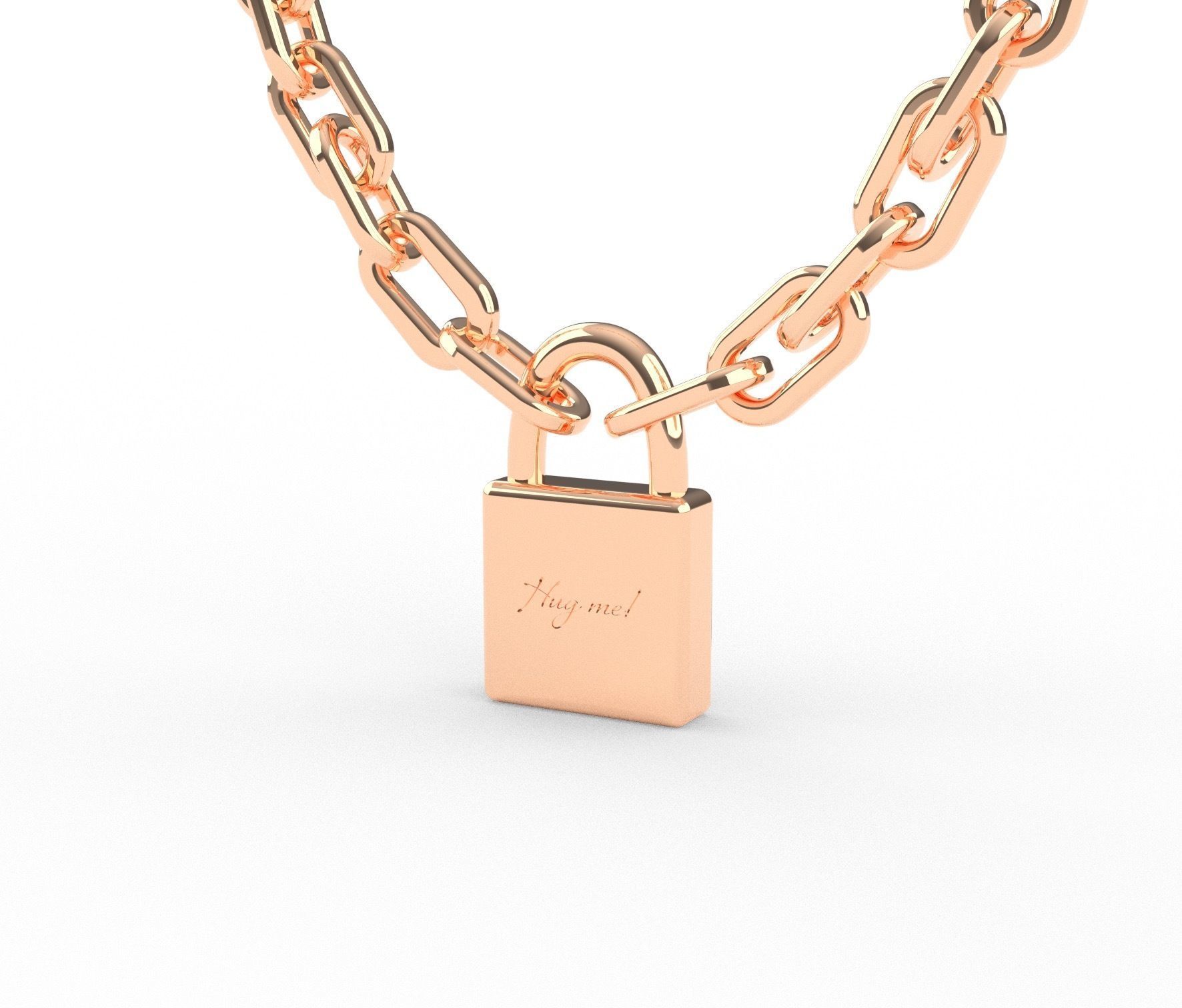 Padlock Necklace Pendant Hug Me 3D model 3D printable | CGTrader