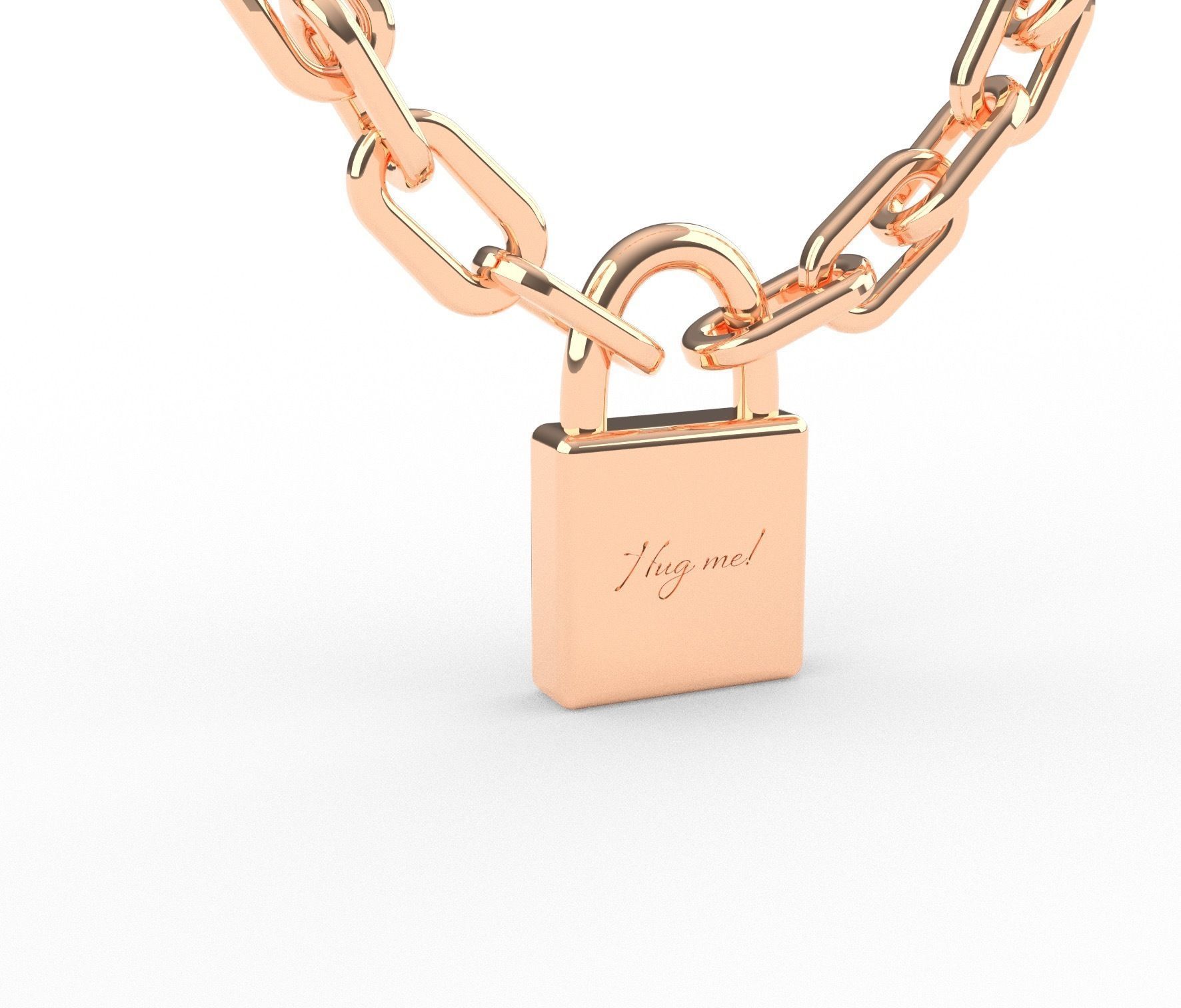 Padlock Necklace Pendant Hug Me 3D model 3D printable | CGTrader