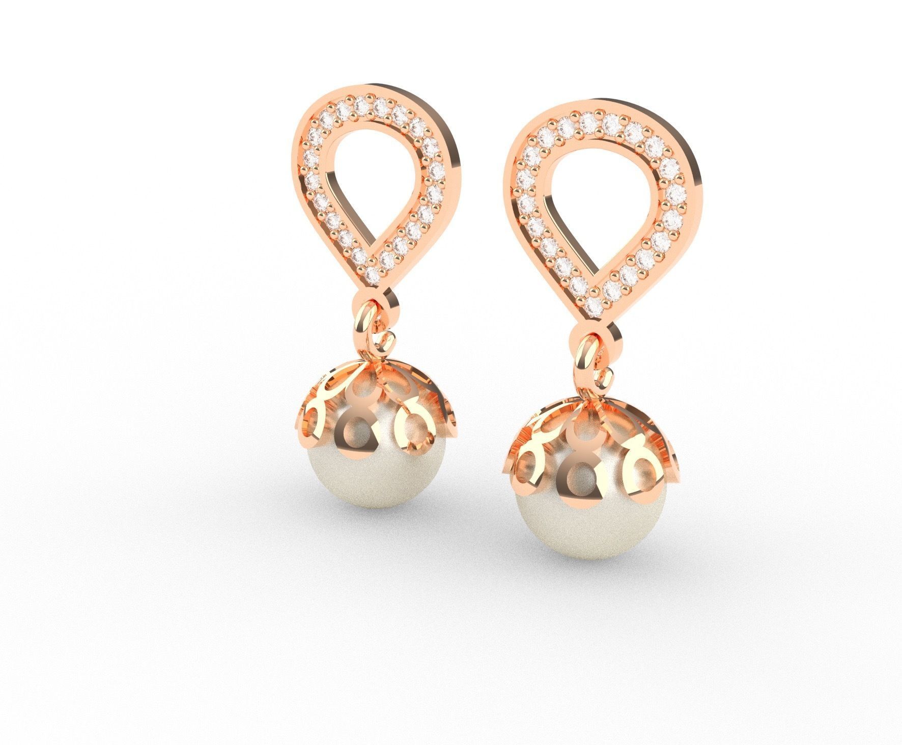 Earring Infinity Pearl and Diamonds 3D model 3D printable | CGTrader