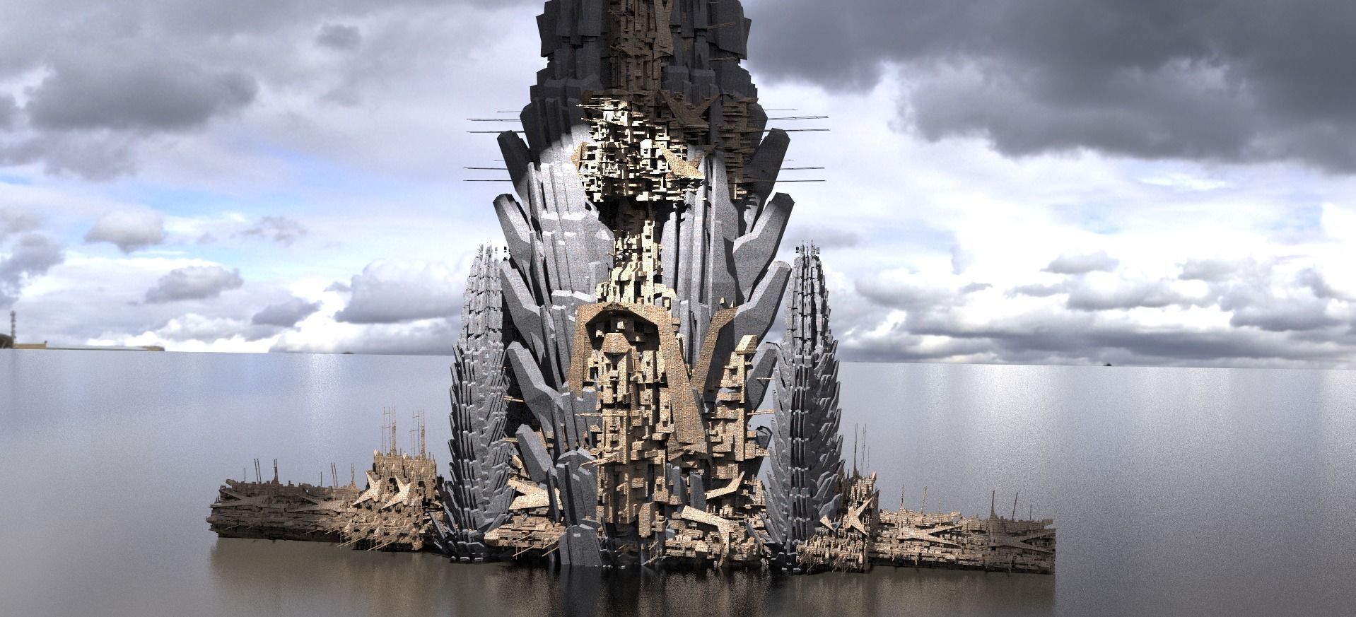 Sci-Fi City Royal Pyramid Tower Kit bash 3D model | CGTrader