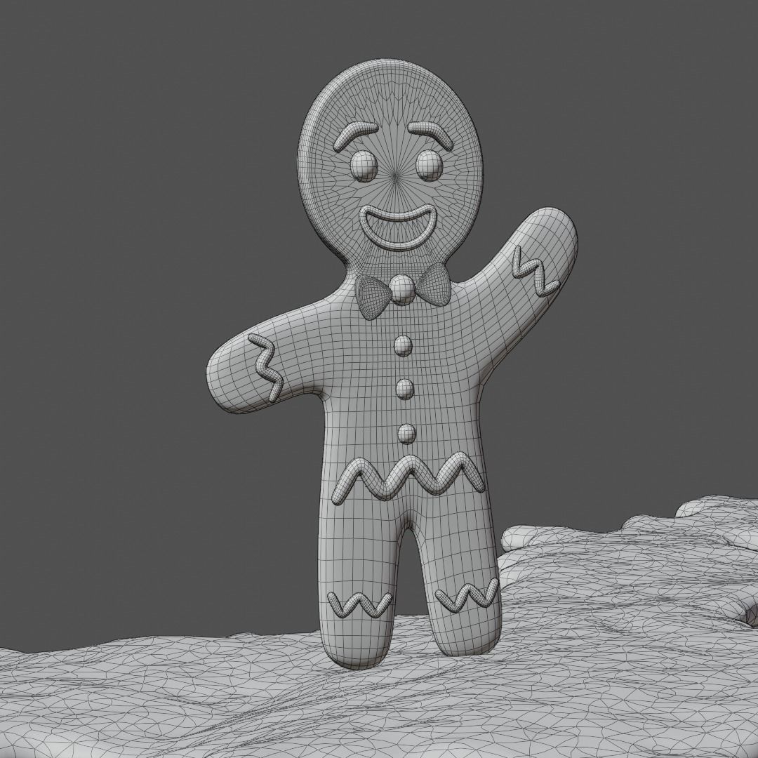 3D model Gingerbread man cookie with snow 3d VR / AR / low-poly | CGTrader