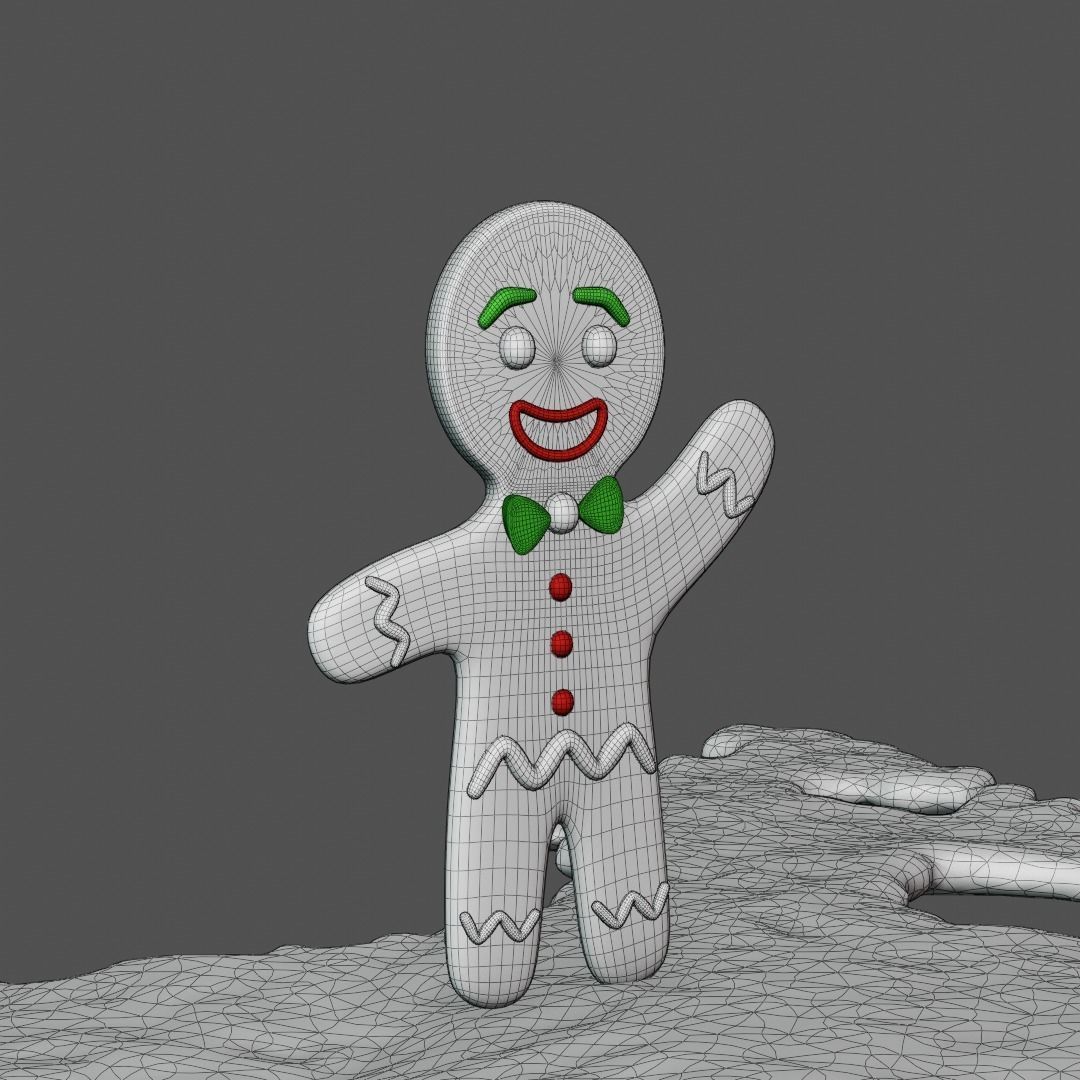 3D model Gingerbread man cookie with snow 3d VR / AR / low-poly | CGTrader