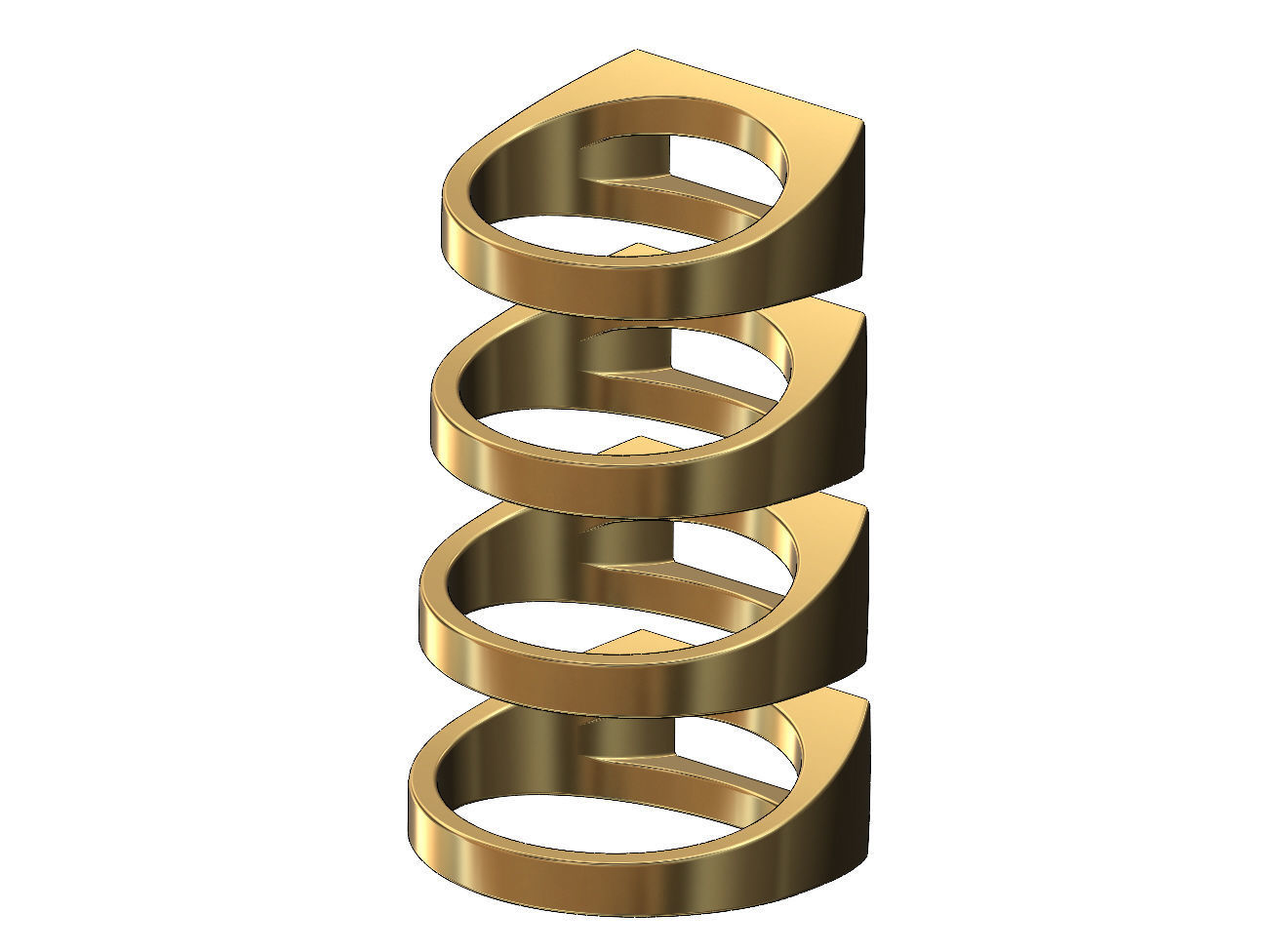 Diamond open rectangular top ring US sizes 6to9 3D model 3D printable ...