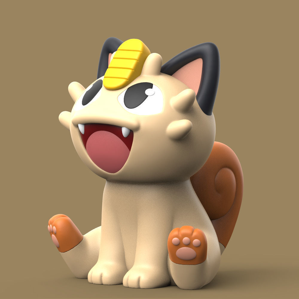 Pokemon Chibi Meowth EASY PRINT NO SUPPORT 3D model 3D printable | CGTrader