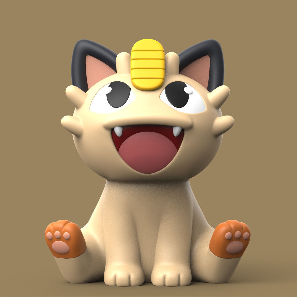 Pokemon Chibi Meowth EASY PRINT NO SUPPORT 3D model 3D printable | CGTrader