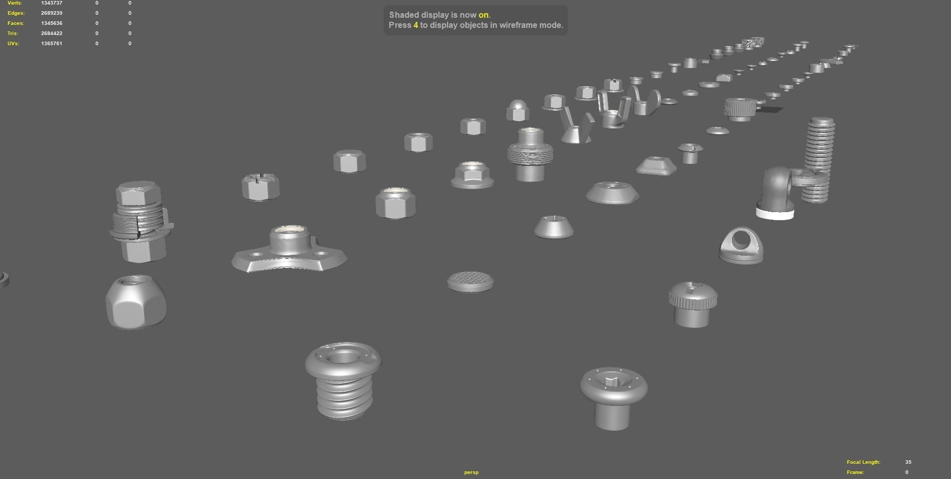 Screws and nuts Hardware mechanical parts 3D model | CGTrader