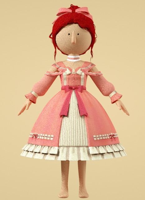 Cartoon pink little princess little girl C4D model 3D model | CGTrader
