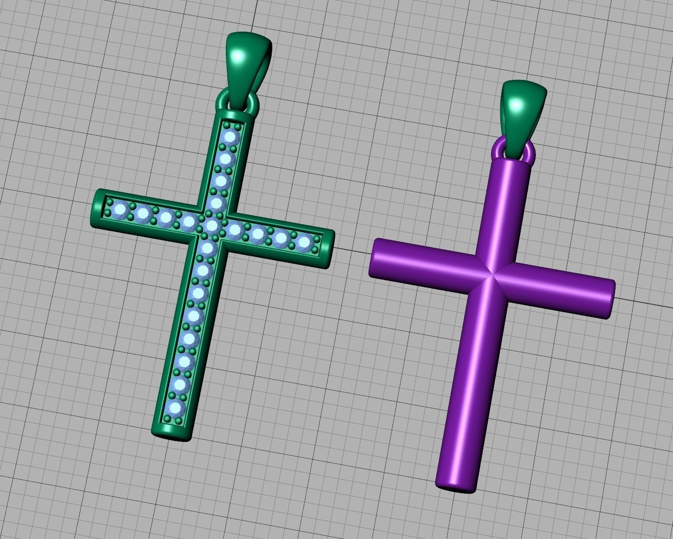 Classic Diamond Cross 24mm Height Round Shaped Profile 3D model 3D ...