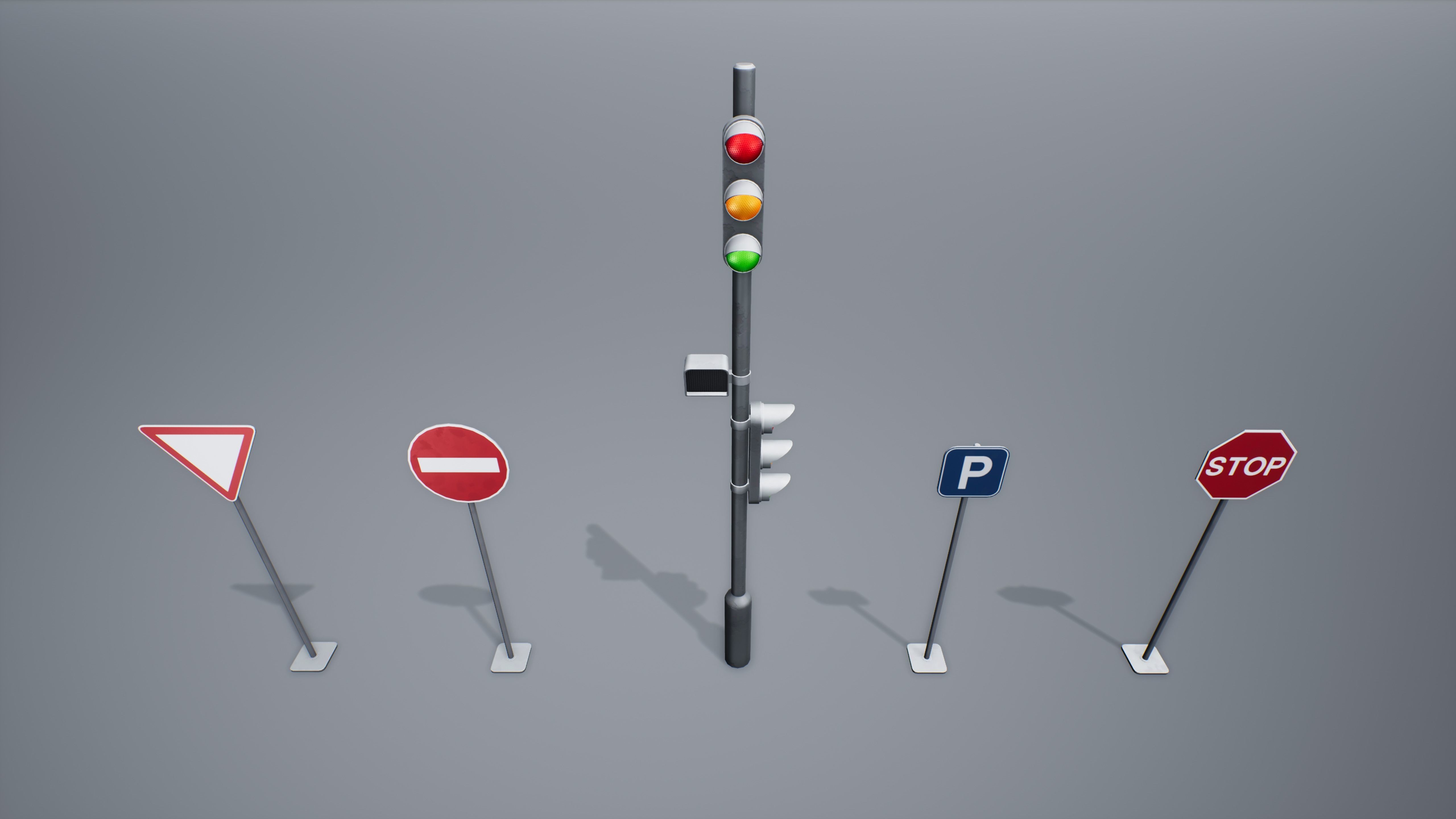 3D model Stylized Traffic Signs VR / AR / low-poly | CGTrader
