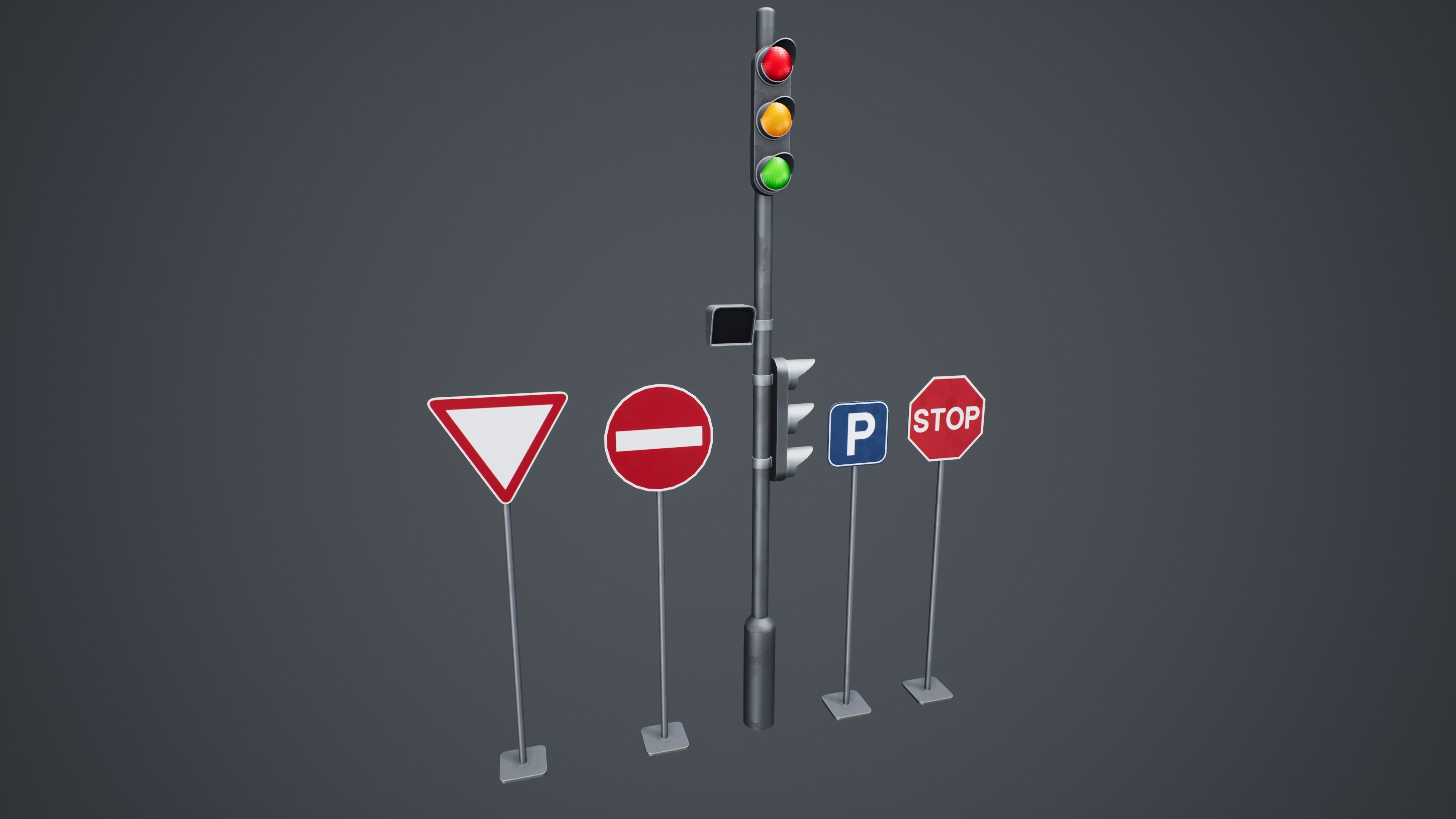 3D model Stylized Traffic Signs VR / AR / low-poly | CGTrader