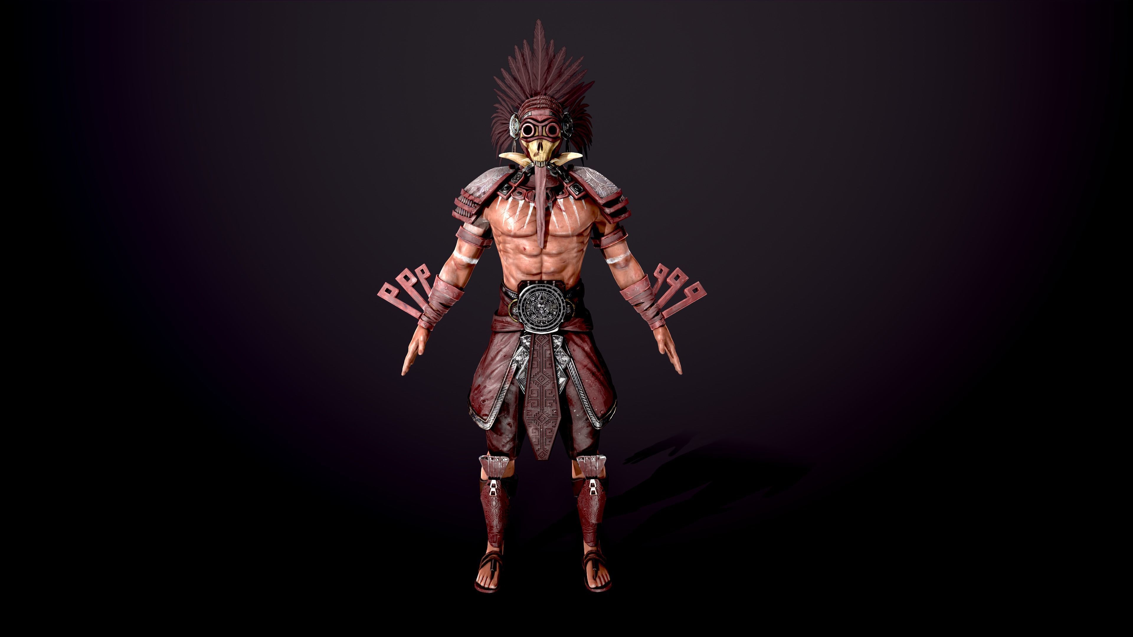 3D model Aztec warrior VR / AR / low-poly | CGTrader