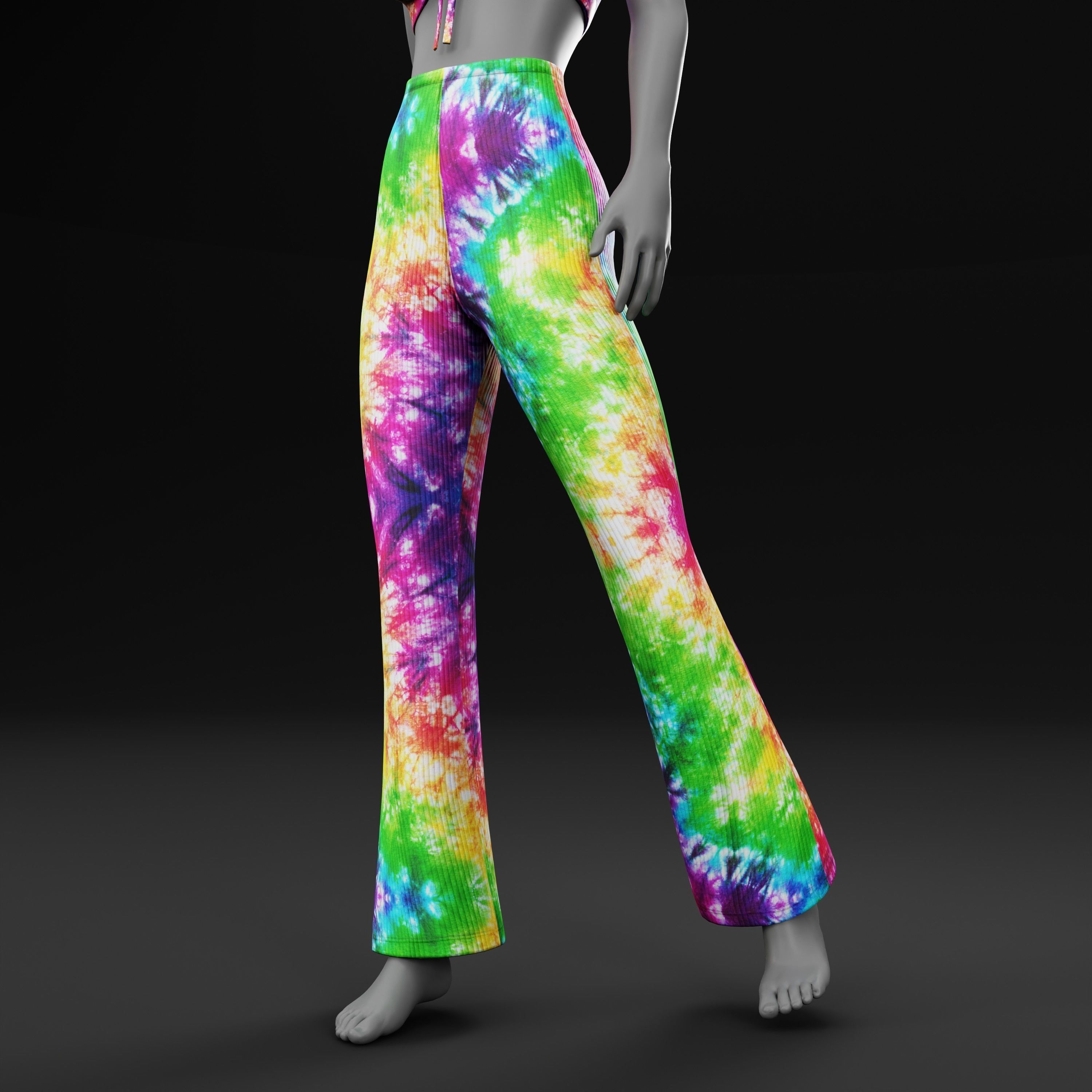3D model Second Life Clothes Set - Flare Pants and Top - 3D Assets VR ...