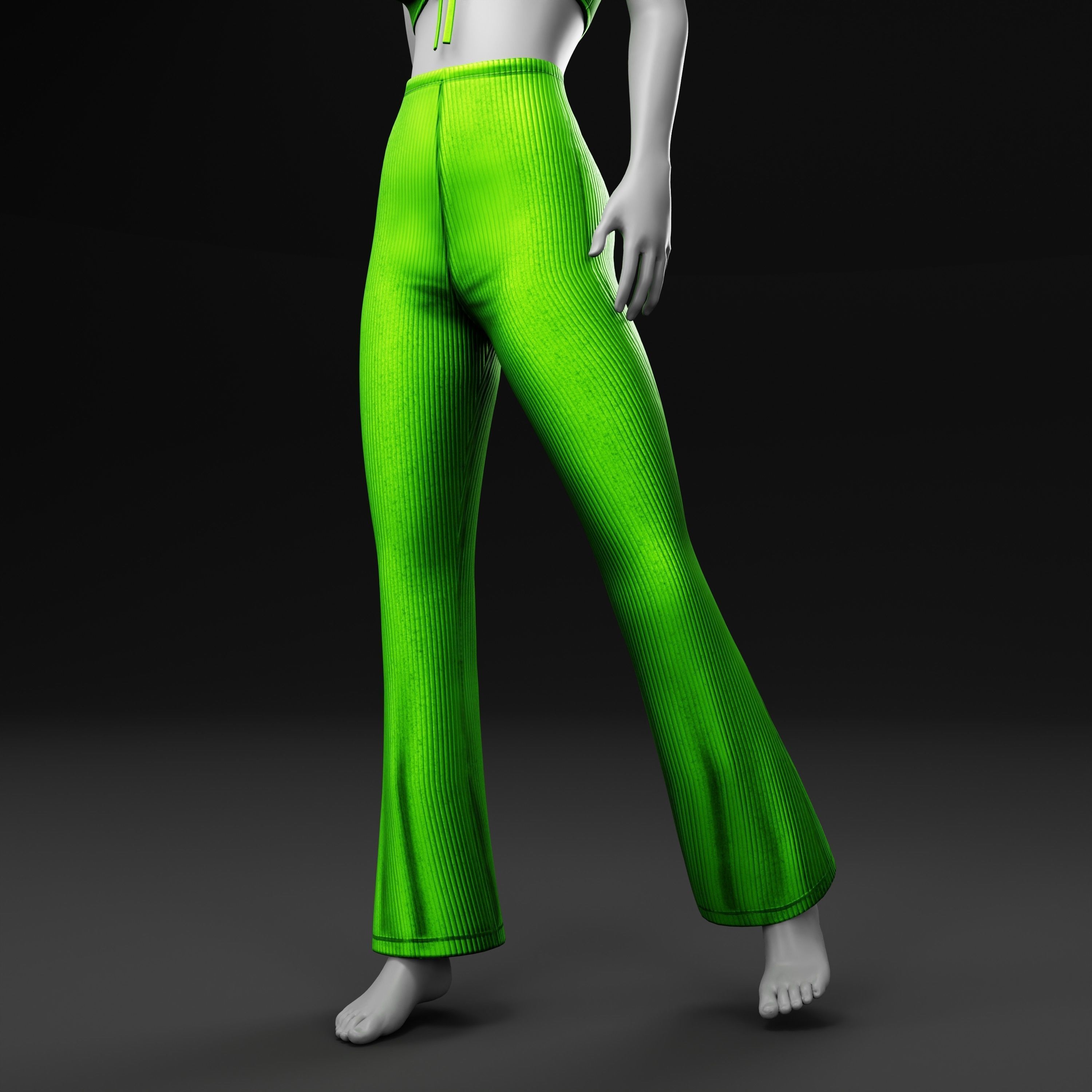 3D model Second Life Clothes Set - Flare Pants and Top - 3D Assets VR ...