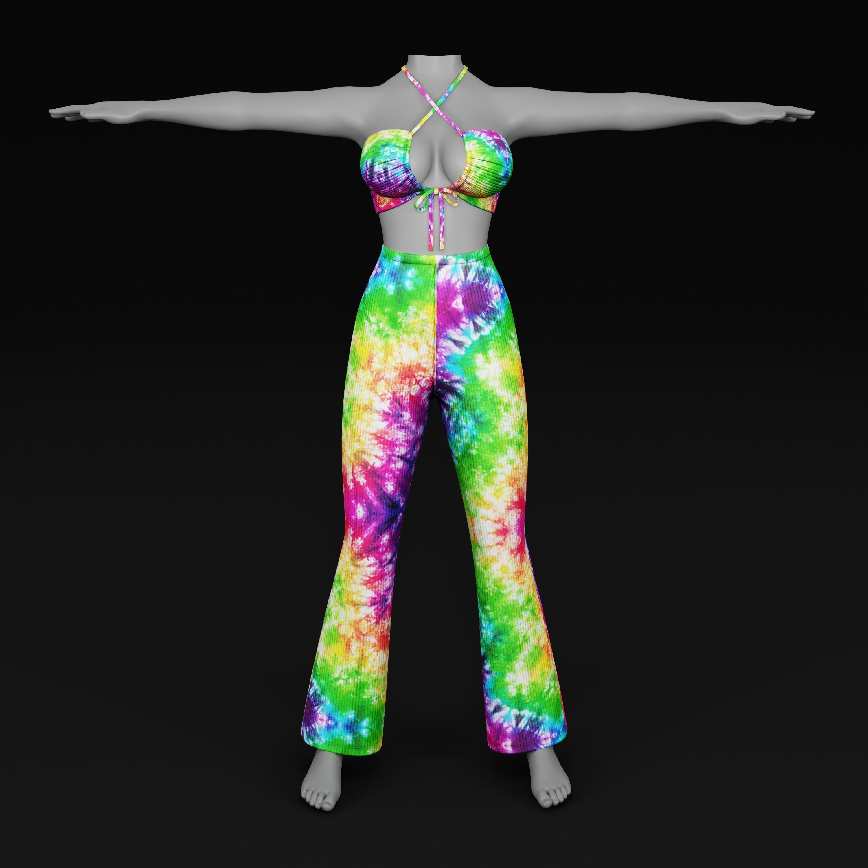 3D model Second Life Clothes Set - Flare Pants and Top - 3D Assets VR / AR / low-poly | CGTrader