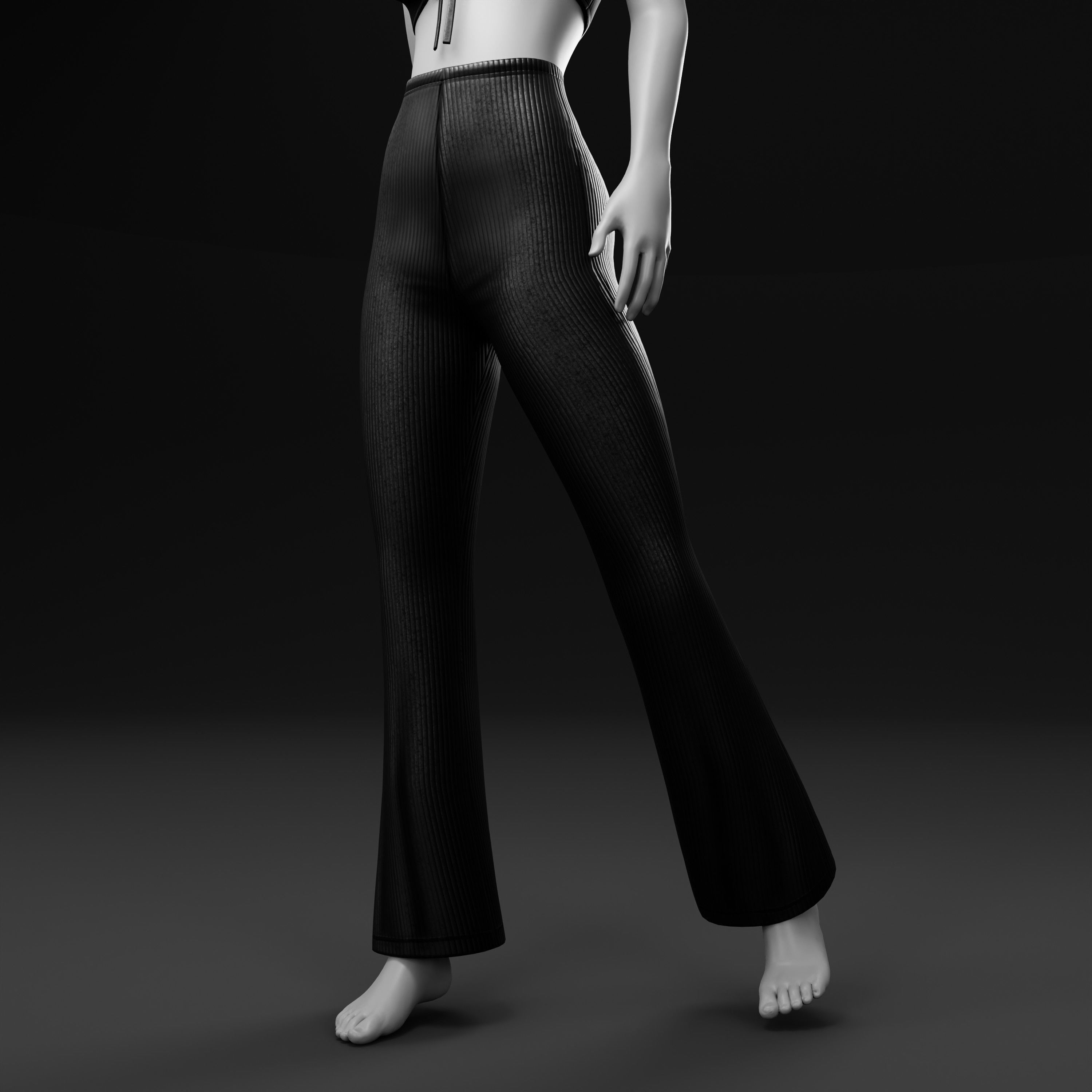 3D model Second Life Clothes Set - Flare Pants and Top - 3D Assets VR ...