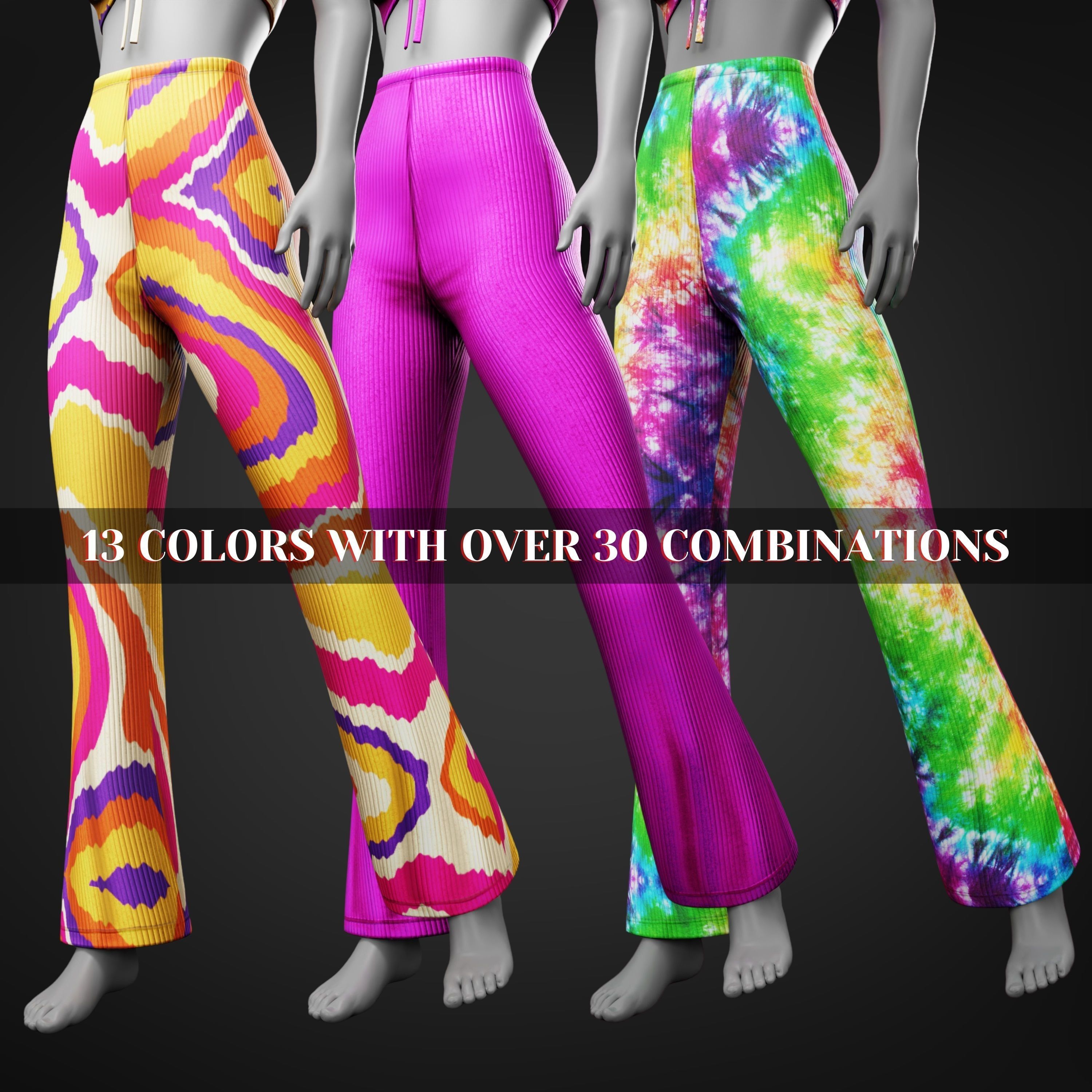 3D model Second Life Clothes Set - Flare Pants and Top - 3D Assets VR ...