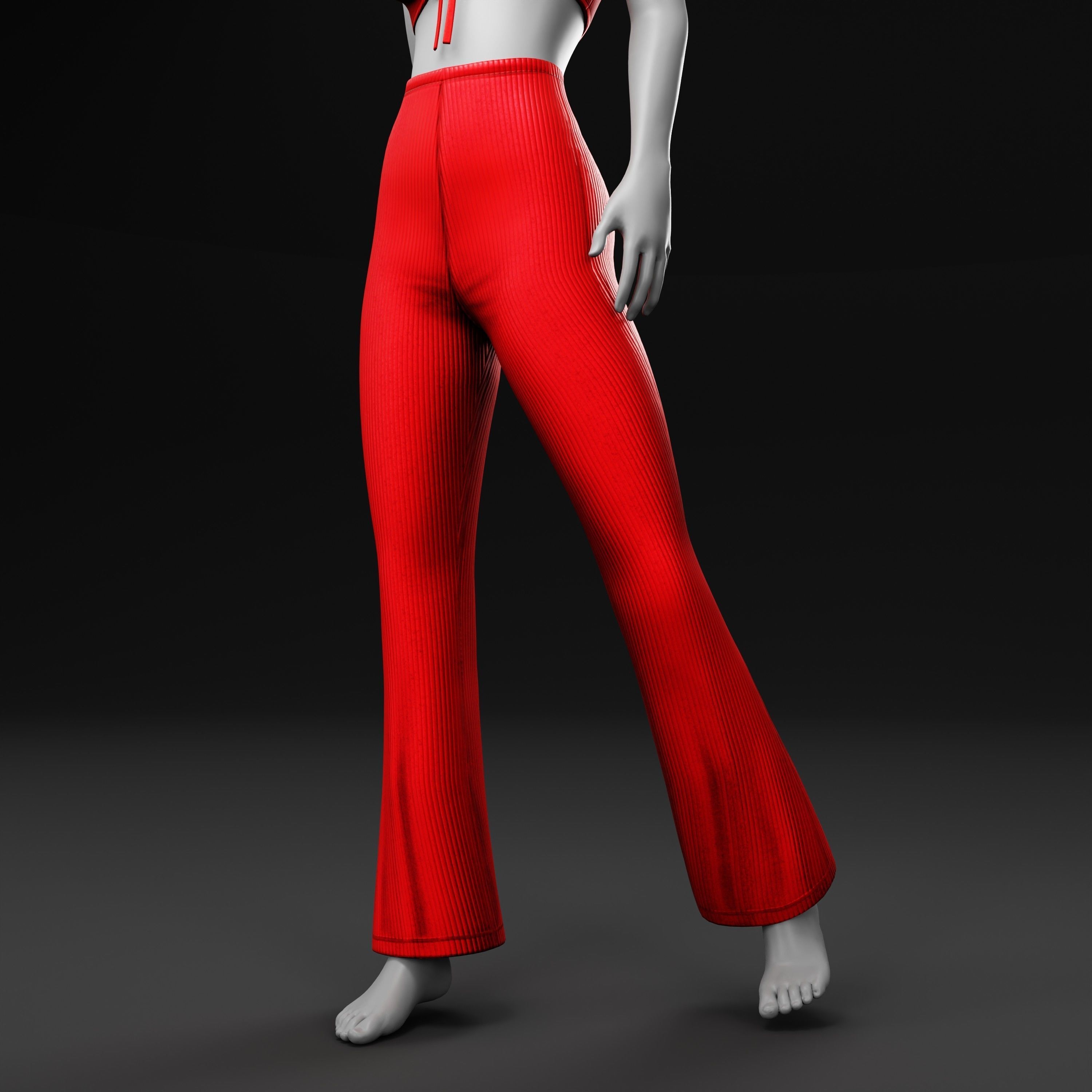 3D model Second Life Clothes Set - Flare Pants and Top - 3D Assets VR ...
