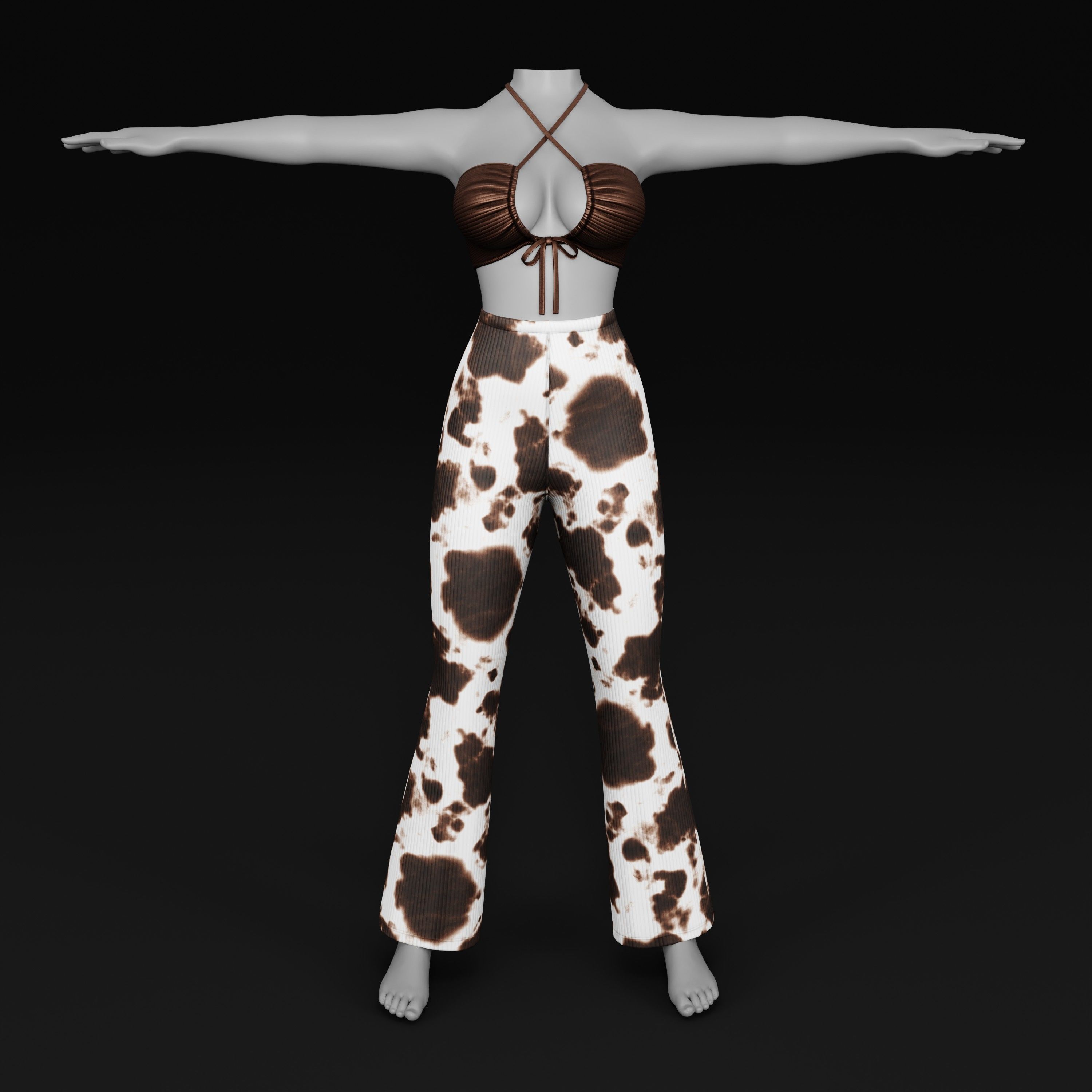 3D model Second Life Clothes Set - Flare Pants and Top - 3D Assets VR ...