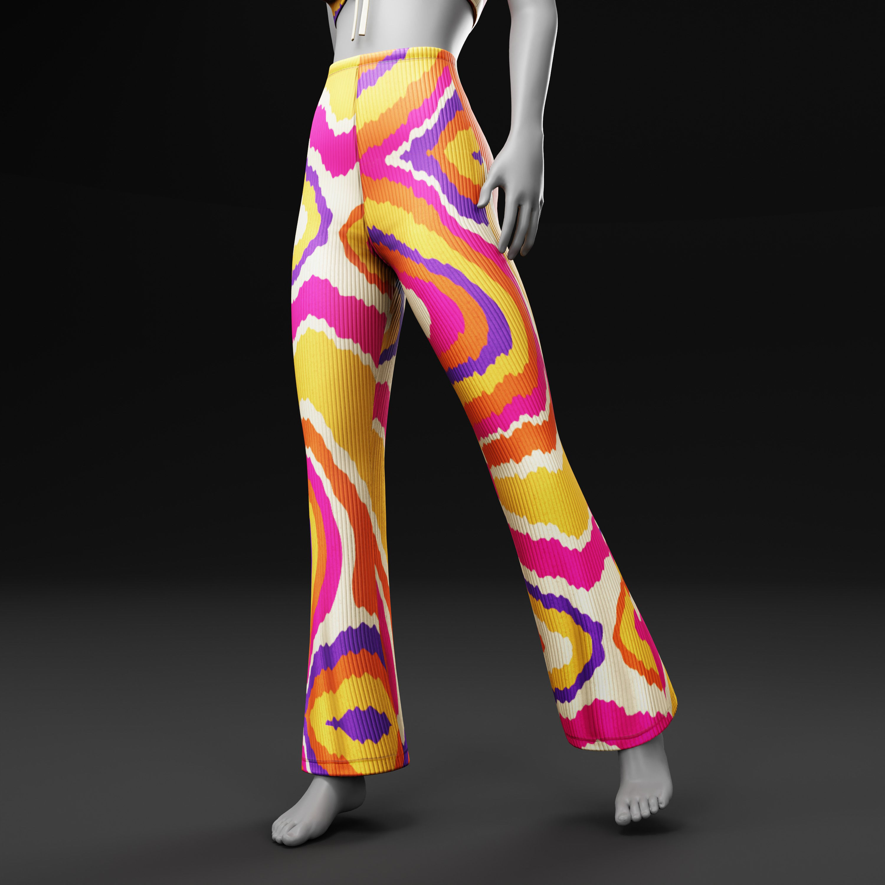 3D model Second Life Clothes Set - Flare Pants and Top - 3D Assets VR ...