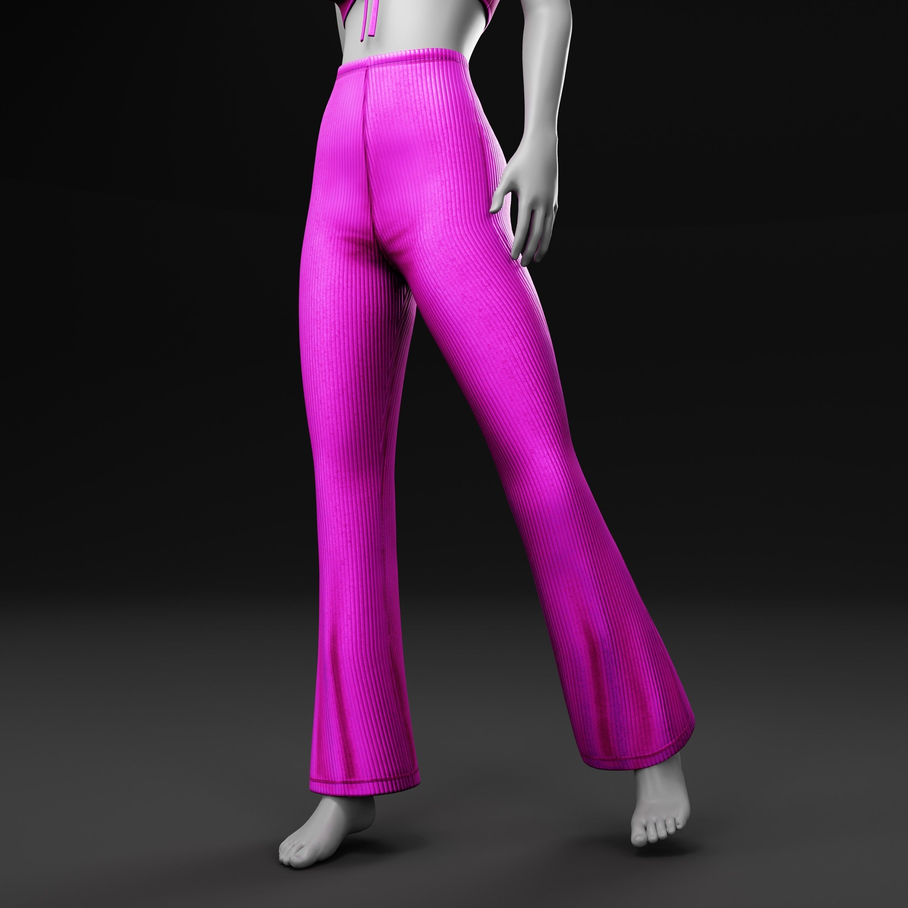 3D model Second Life Clothes Set - Flare Pants and Top - 3D Assets VR ...