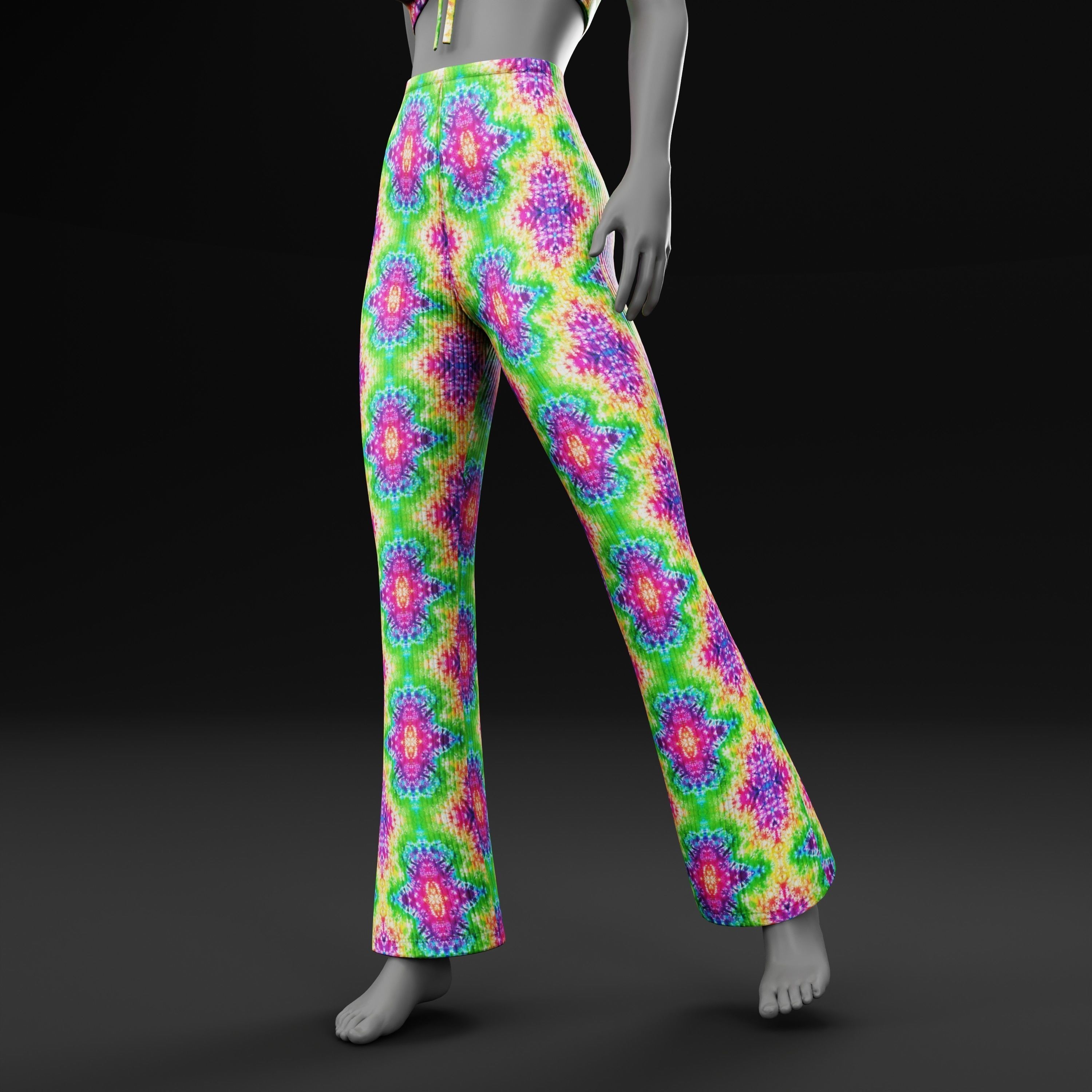 3D model Second Life Clothes Set - Flare Pants and Top - 3D Assets VR ...