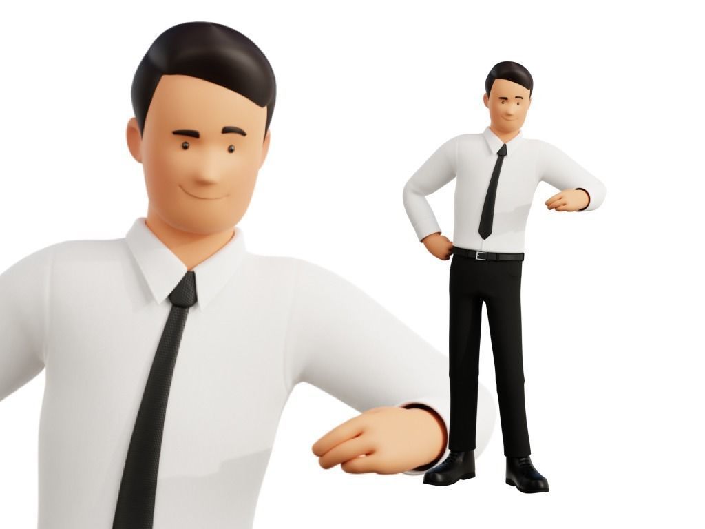 3D model Business Office Man Character Rigged VR / AR / low-poly rigged ...