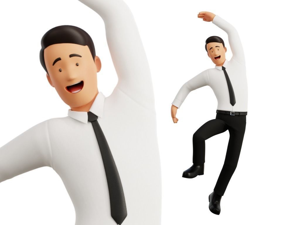 3D model Business Office Man Character Rigged VR / AR / low-poly rigged ...