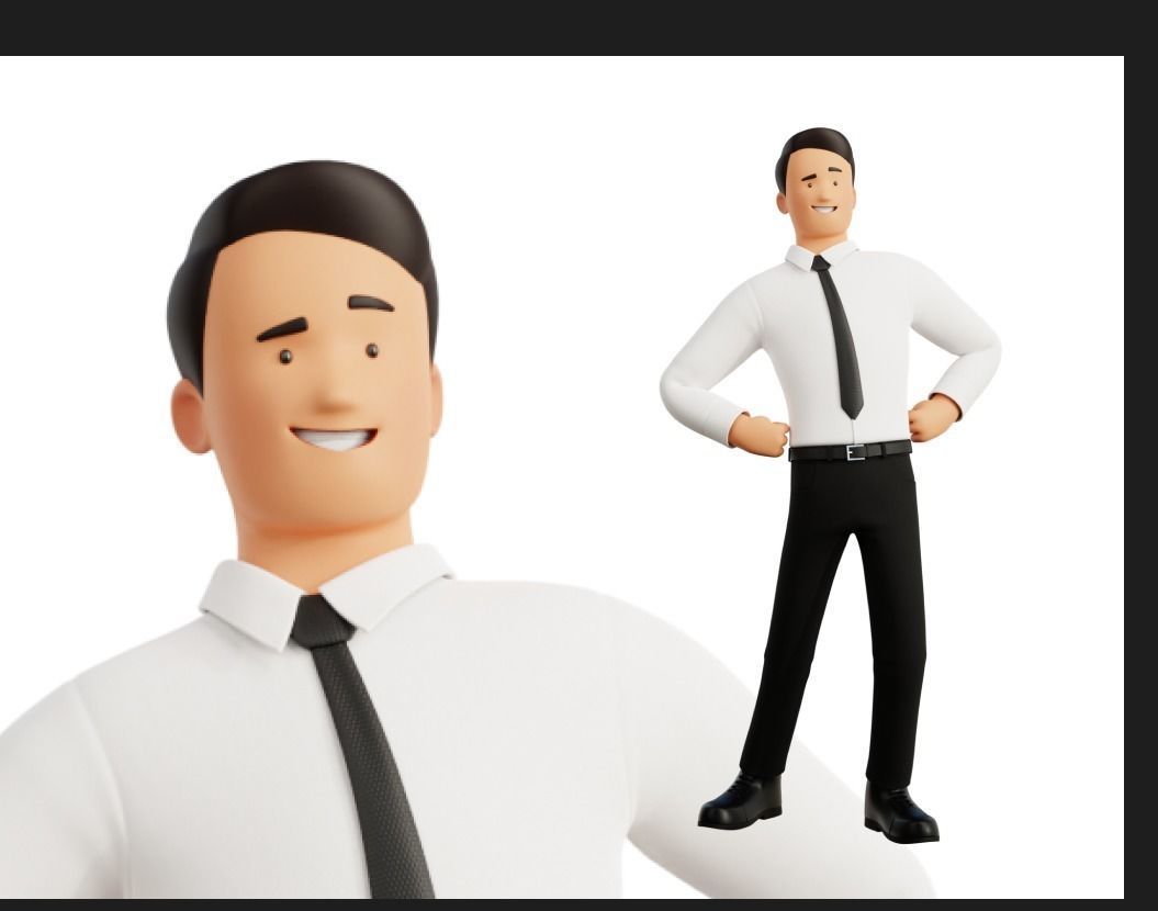 3D model Business Office Man Character Rigged VR / AR / low-poly rigged ...