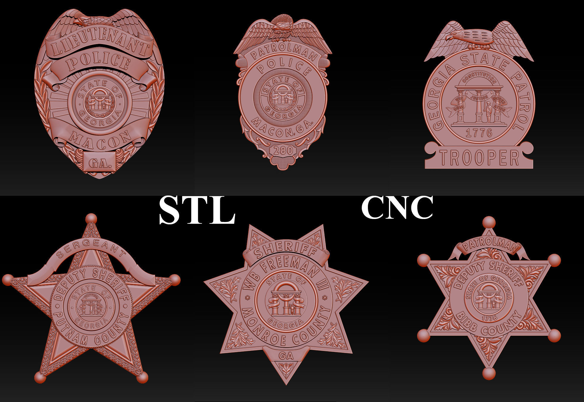 Collection of legal badges 3D model 3D printable | CGTrader