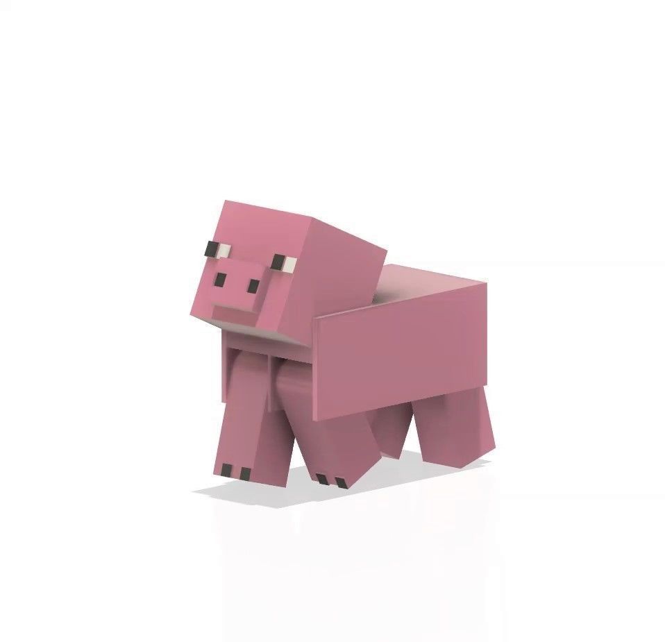 Articulated Minecraft Pig 3D model 3D printable | CGTrader