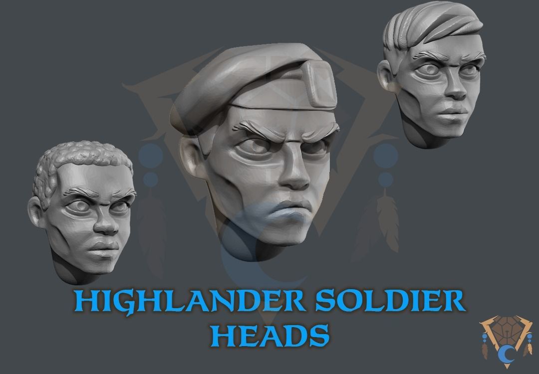 Highlander Soldiers - Heads 3D model 3D printable | CGTrader