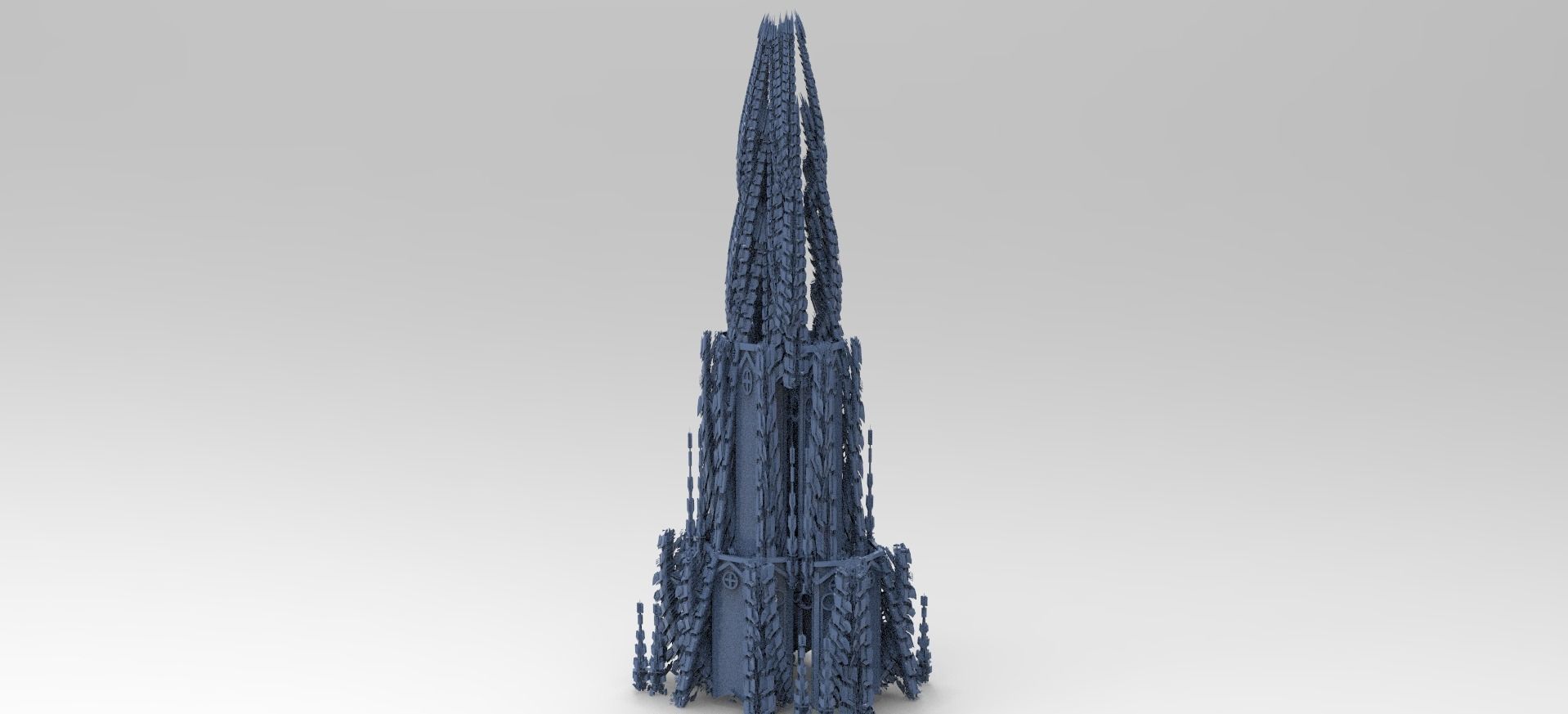 Grand Sci-Fi Gothic Ruined Tower 1 3D model | CGTrader