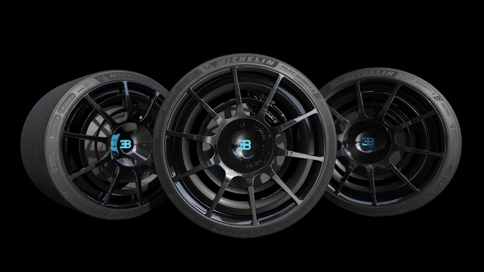 Bugatti Chiron Pur Sport carbon fiber Wheels 3D model | CGTrader
