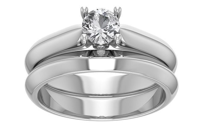 Women Engagement Wedding Double Band Rings 3D model 3D printable | CGTrader